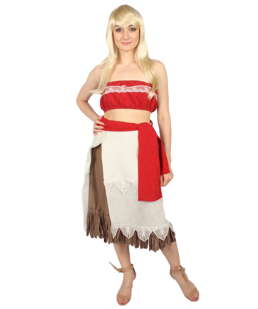 HPO Adult Woman Costume for Cosplay Polynesia Princess| Red and Beige ...