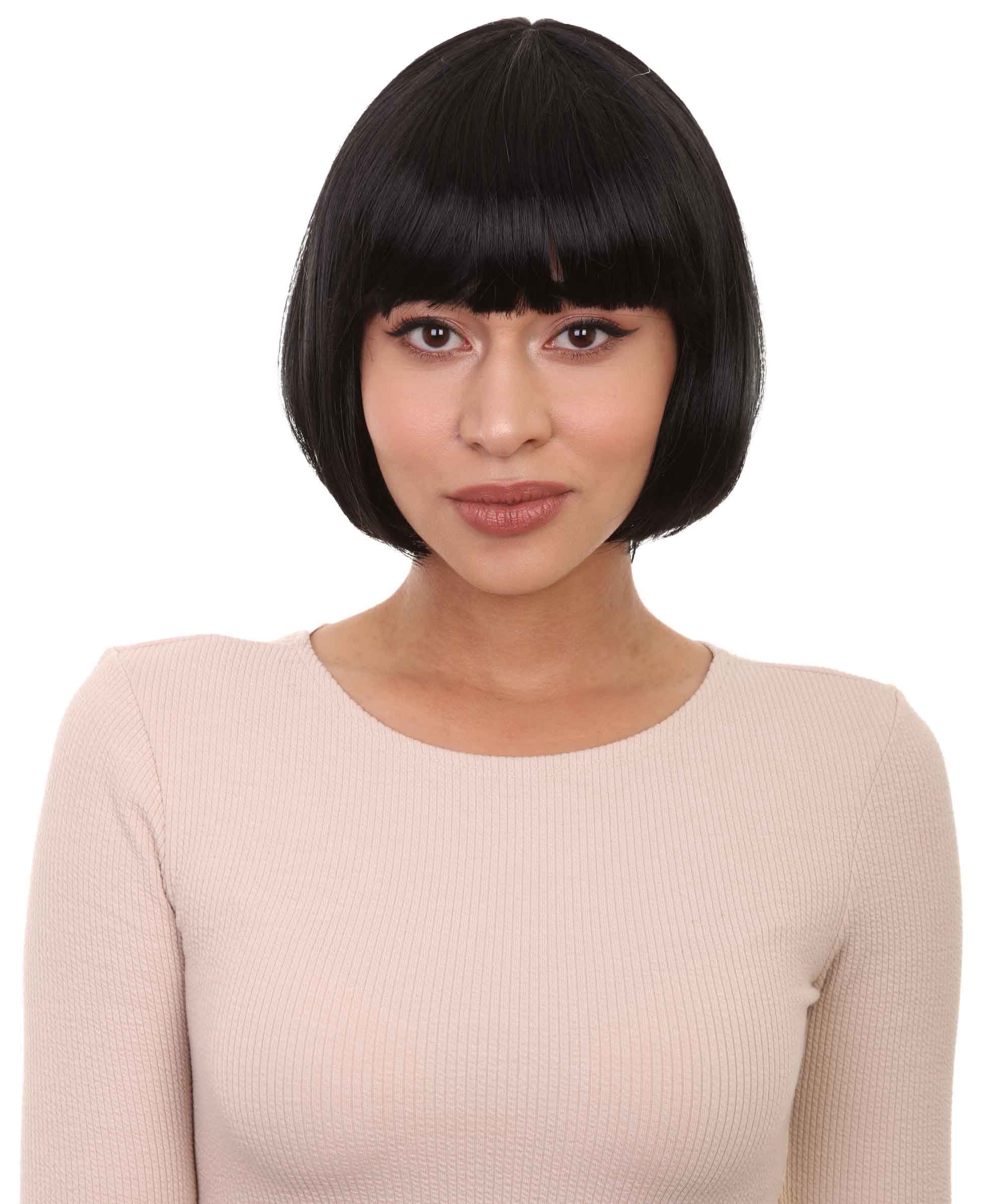 HPO Adult Women's Black Halloween Costume Wig with Adjustable - Walmart.com