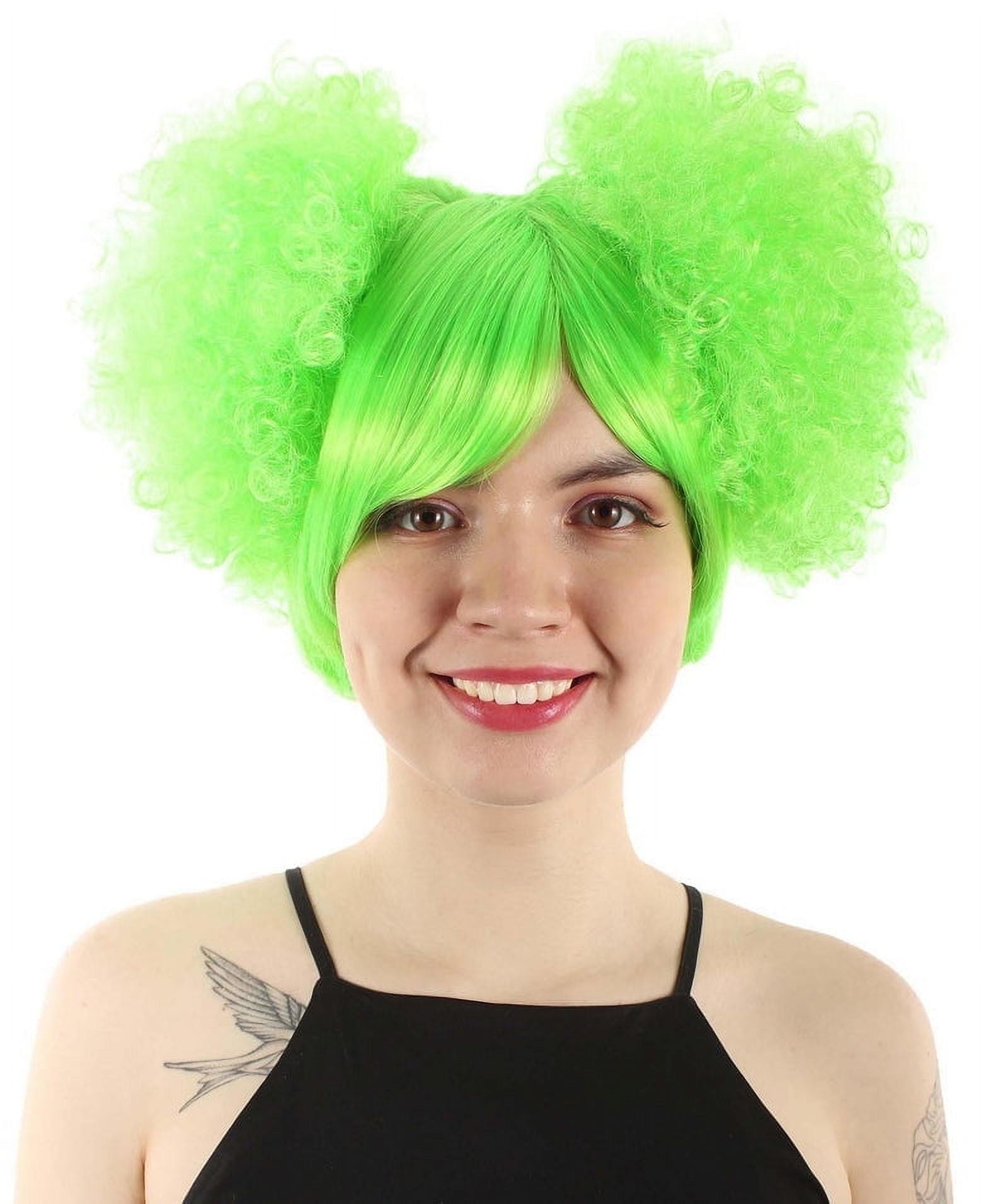 HPO Adult Women's Clown Puff Wig, Light Green Color Cosplay Halloween ...
