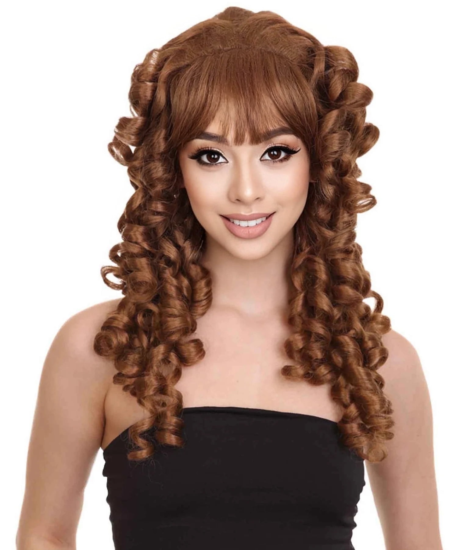 HPO Adult Women's Colonial Lady Wig | Brown Curly Historical Wigs ...