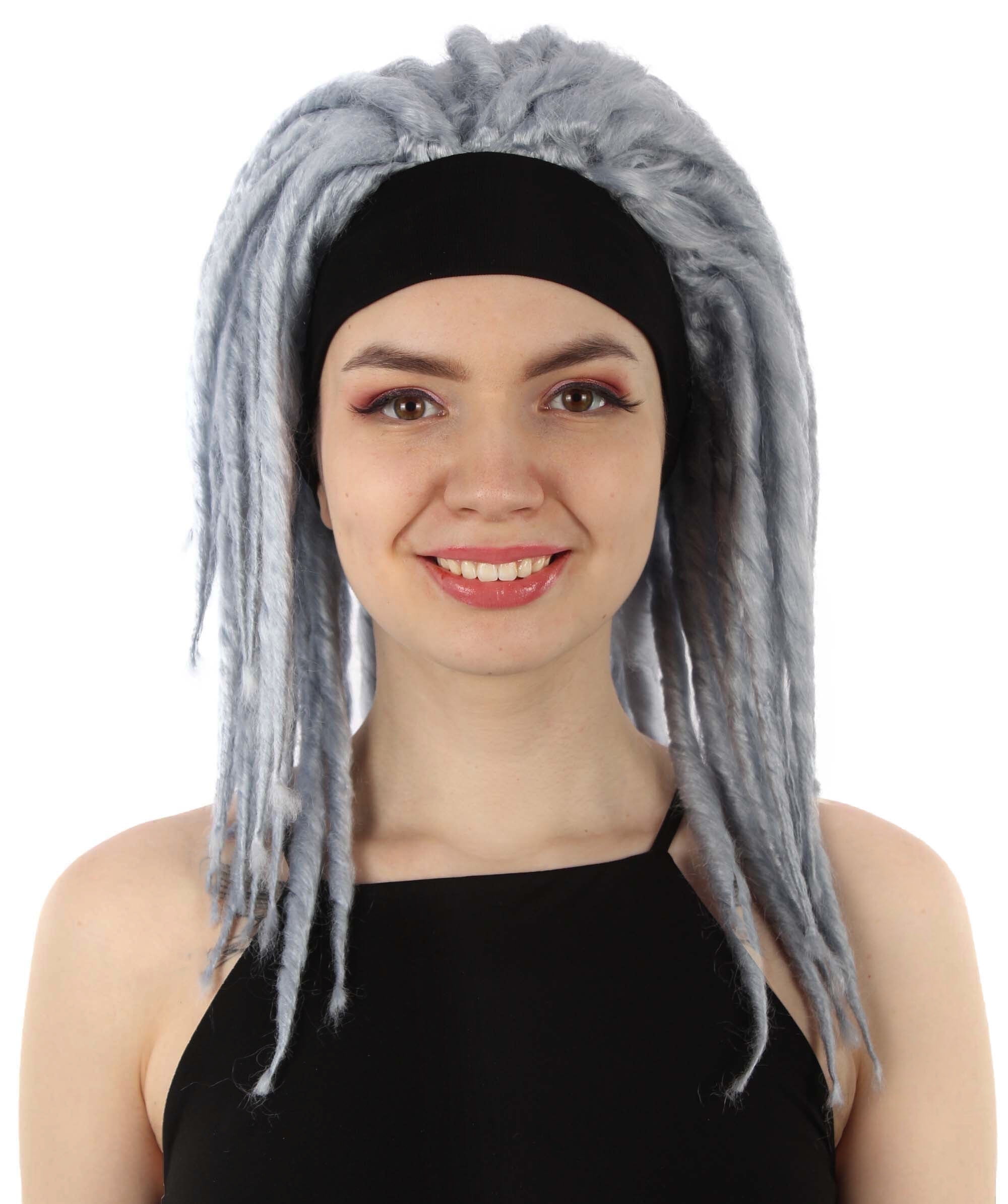 HPO Adult Women's Deluxe Dreadlock Grey Color Wig, Best for Halloween ...