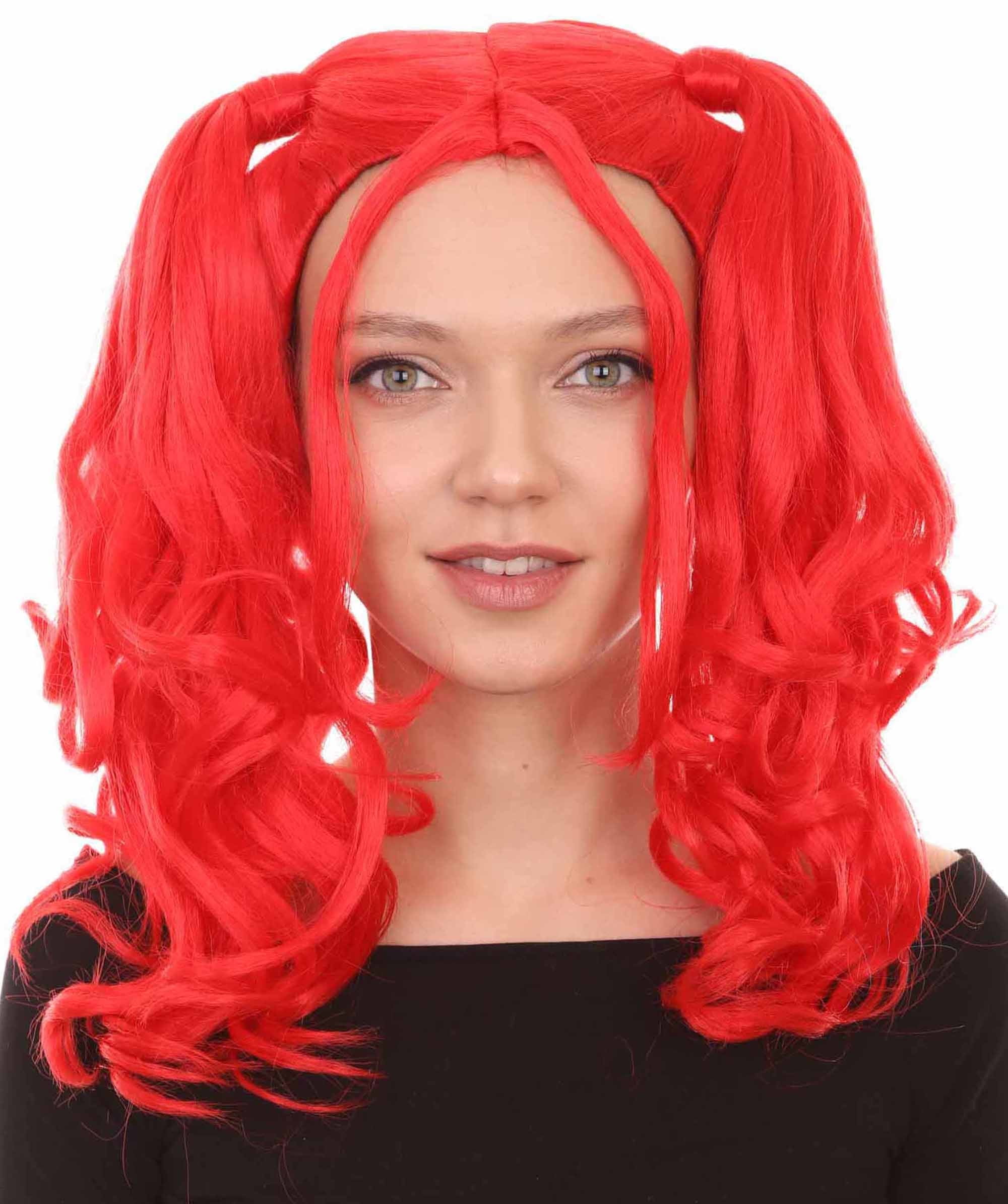 HPO | Adult Women's Dolly Pigtail Wig | Red Brown Blue Purple Color ...