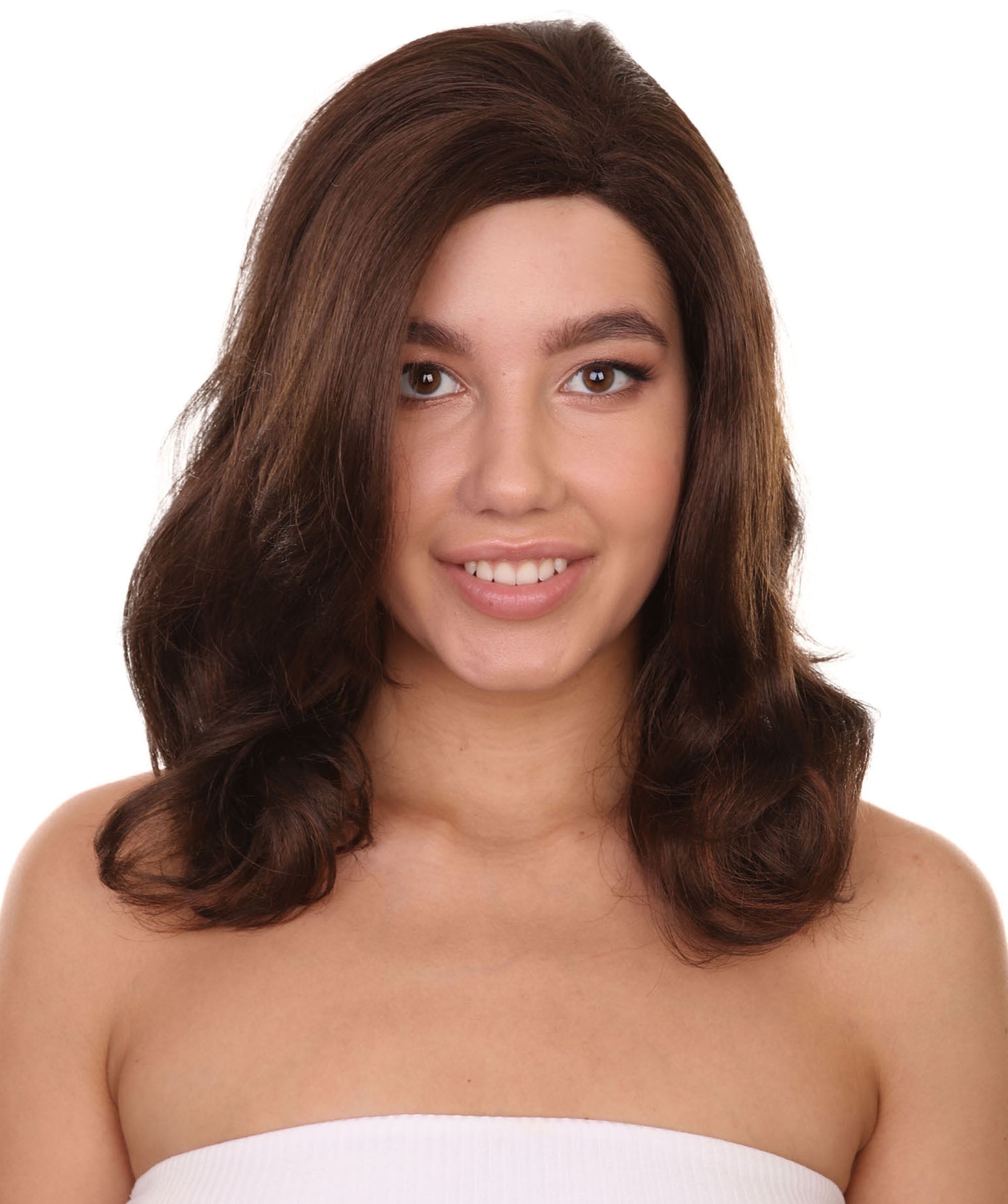 HPO | Adult Women's Female Vice President Wig | Dark Brown Layered ...