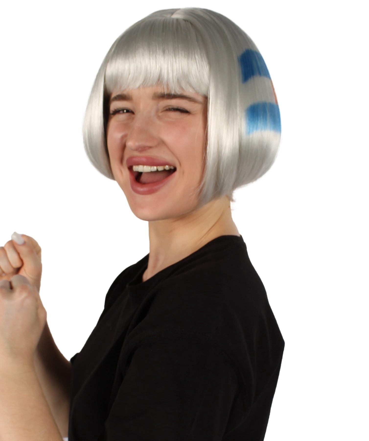 HPO Adult Women’s Flag-themed Short Bob Wig with Bangs for Sporting ...