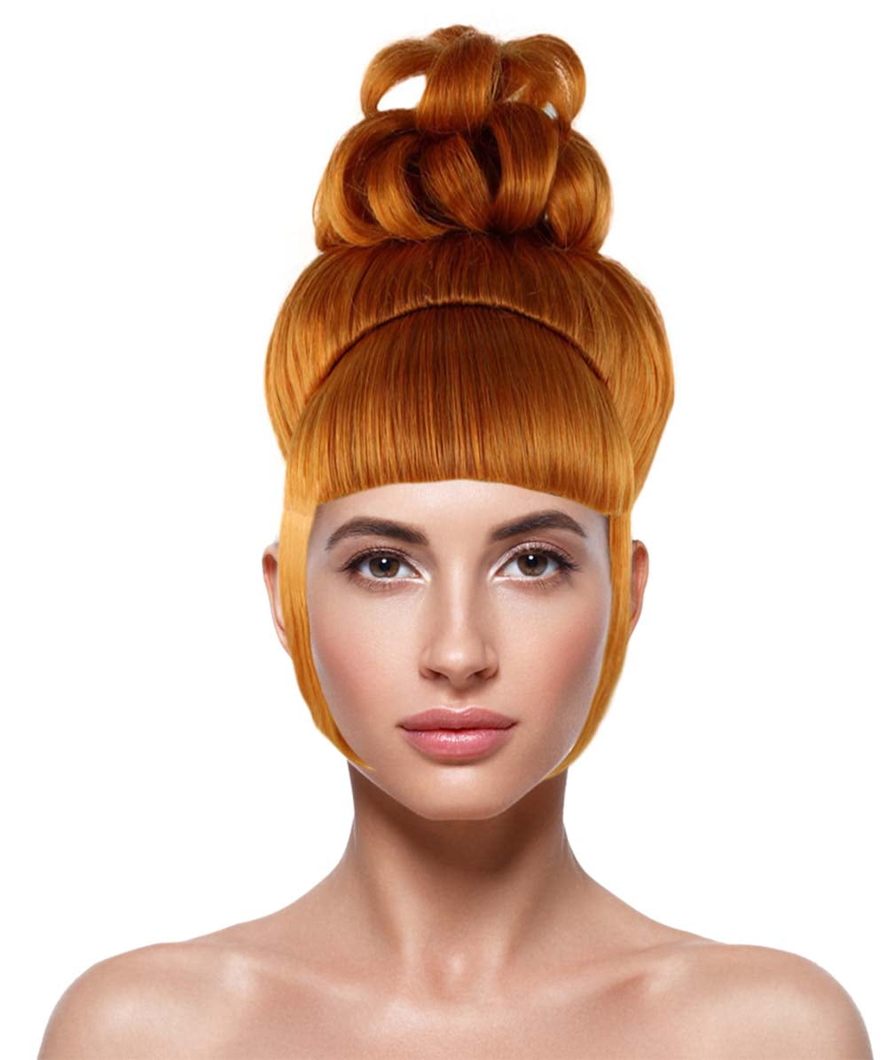 HPO Adult Women's Halloween Animated Chignon with Bangs and Curls Lucy ...