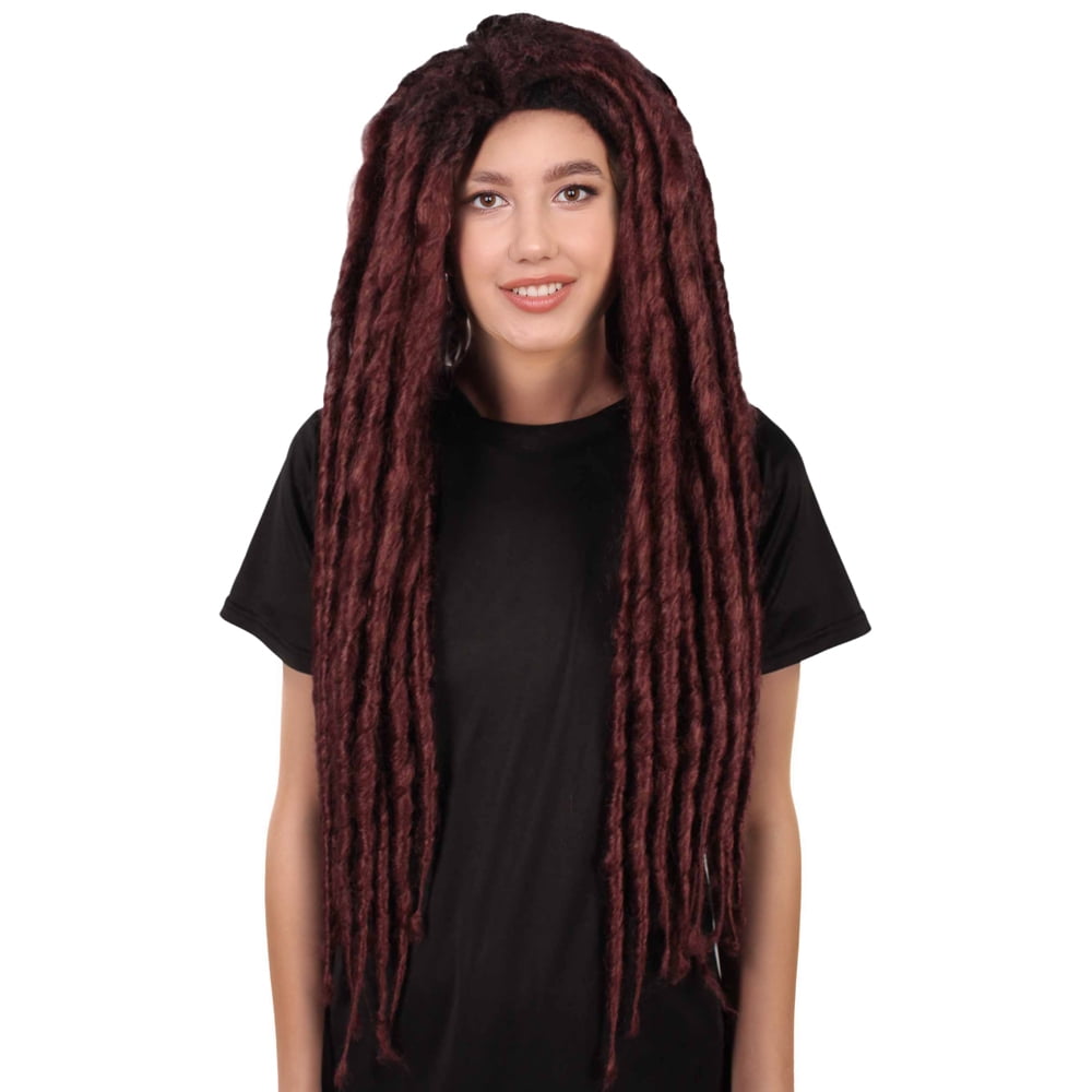 HPO Adult Women's Long Dreadlocks Burgundy Colour Wigs, Best for ...