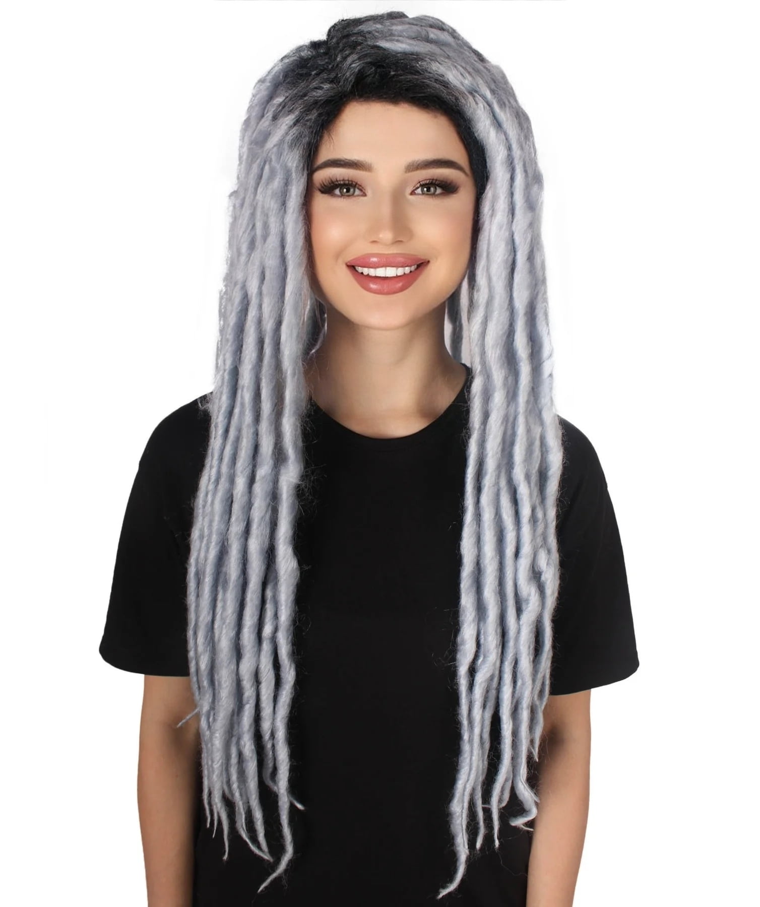 HPO Adult Women's Long Dreadlocks Wig - Dark Grey Dreadlock with Dark ...