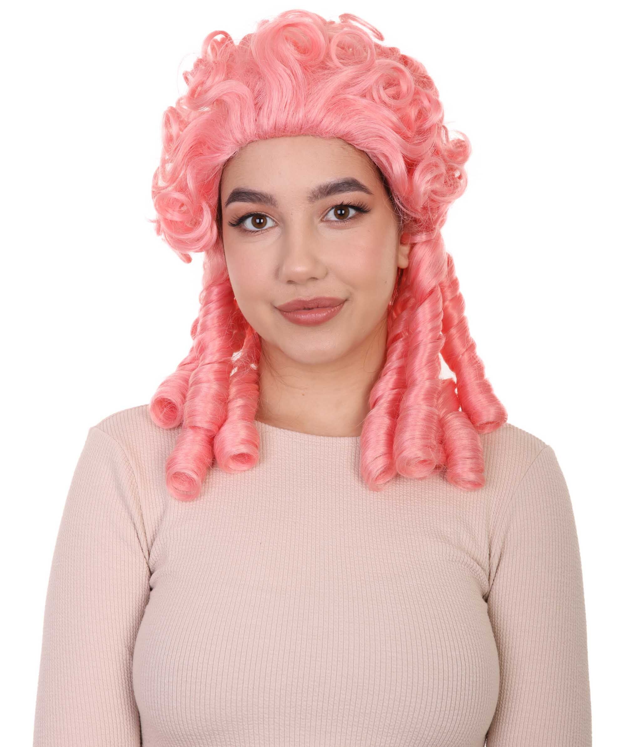 HPO Adult Women's Pink Color Colonial Historical Wigs | Premium ...