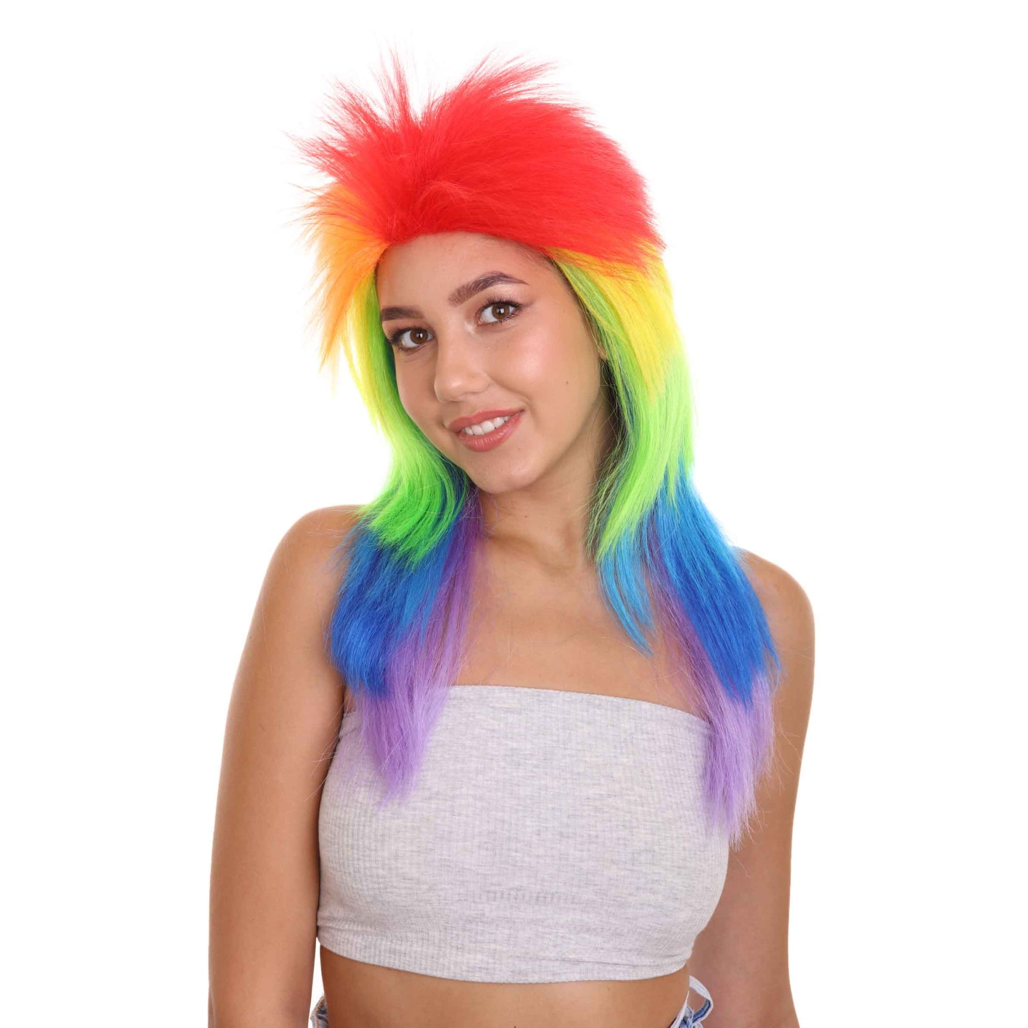 HPO Adult Women's Rainbow Color Movie Wig Perfect for Cosplay ...