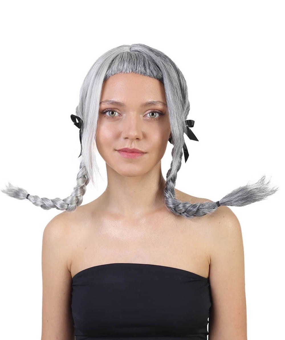 HPO Adult Women's Singer Ponytail Wig | White & Grey Color Celebrity ...