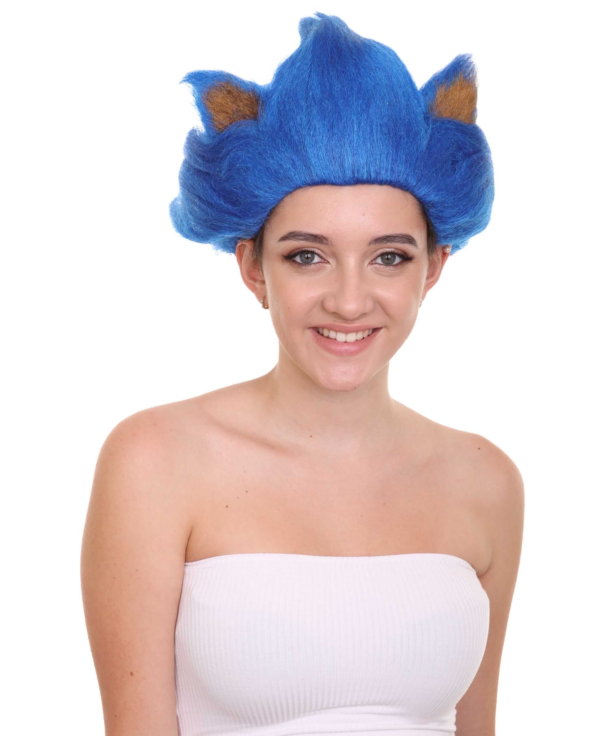 HPO Adult Women's Spiked Blue Cosplay Hedgehog Wig with Ears - Long ...