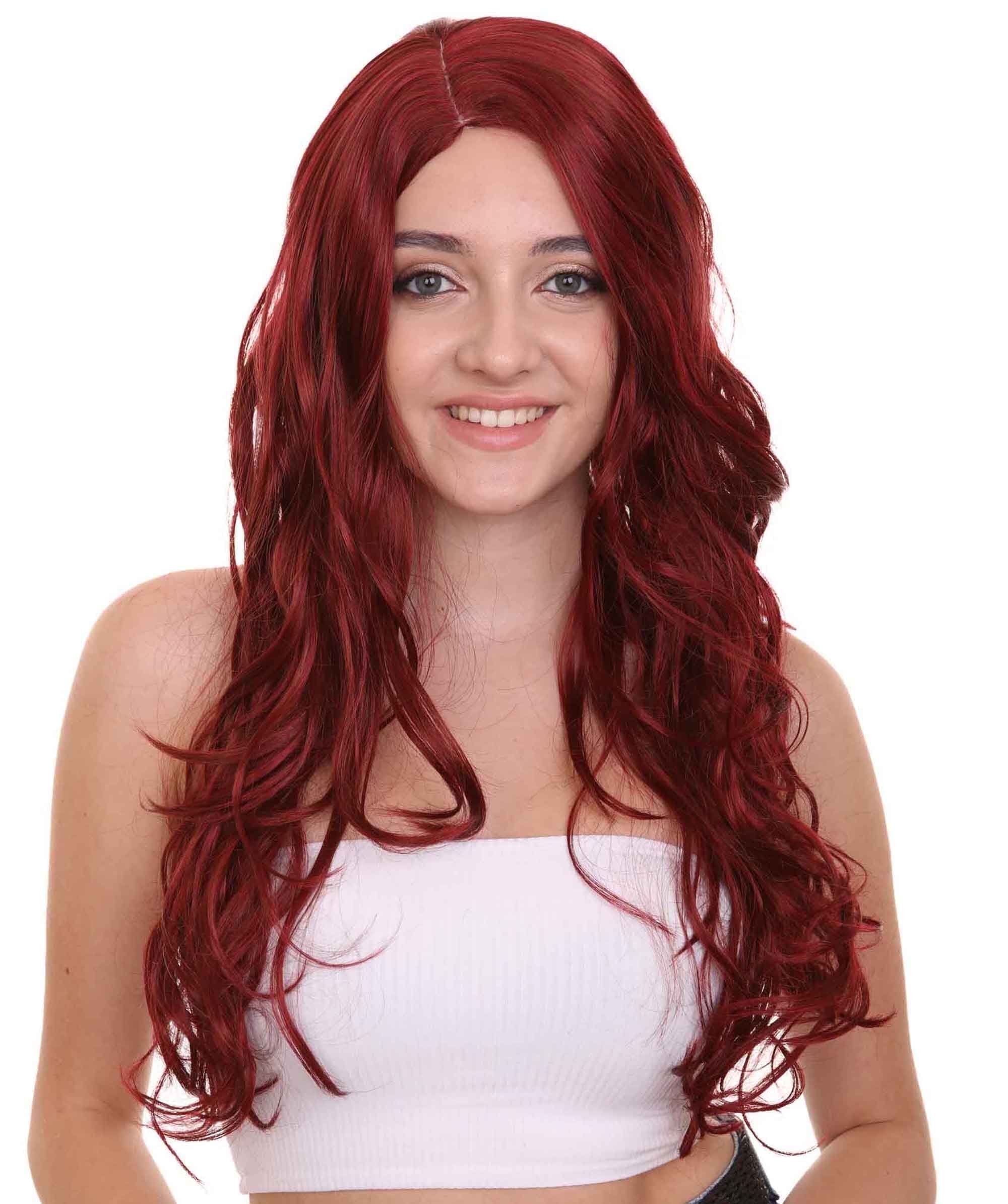 HPO | Adult Women's Superhero Wig | Burgundy Color Cosplay | Breathable ...