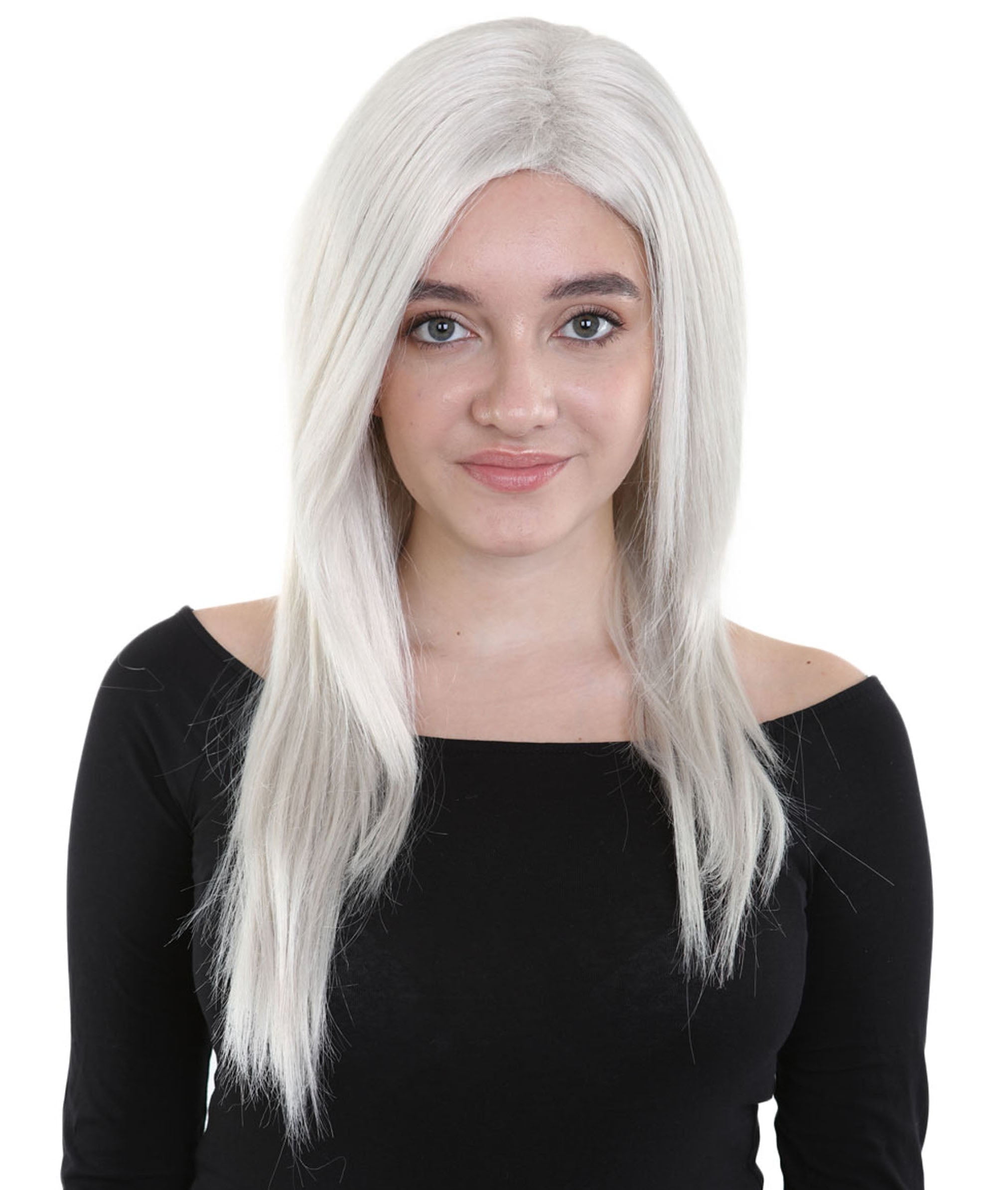 HPO Adult Women's Long Gray Dolly Wig – Fancy Costume Hairpiece for ...