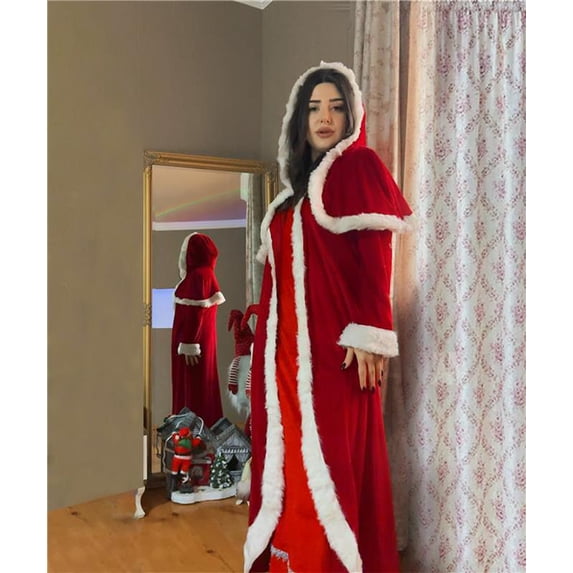 HPO Adult Women's Deluxe Classic Mrs. Santa Claus Costume Multi Cosplay ...