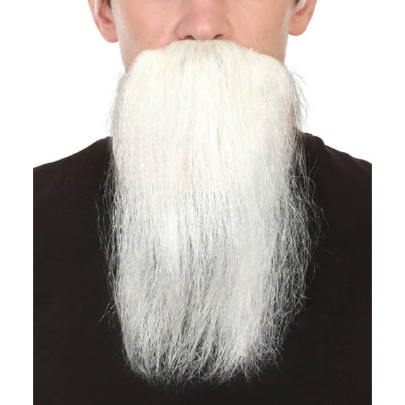 HPO Adult Men's Fake White Wizard Beard – Long Costume Facial Hair for ...