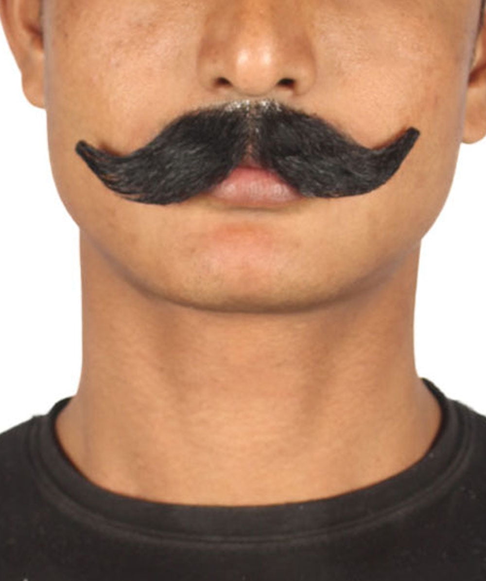 HPO Men's Handlebar Style Mustache Set Black Cosplay Facial Hair ...
