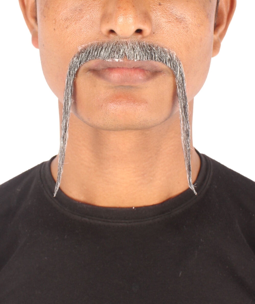HPO Men's Human Hair Mustache Cosplay Facial Hair (Grey) - Walmart.com