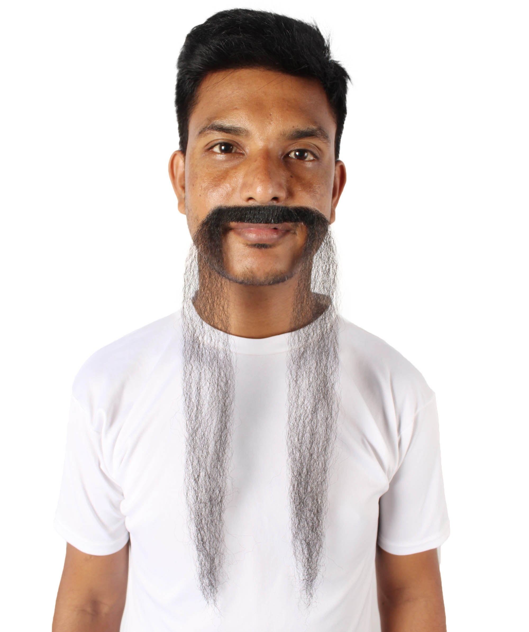 HPO Men's Human Hair Mustache Cosplay Facial Hair M-1341 - Walmart.com