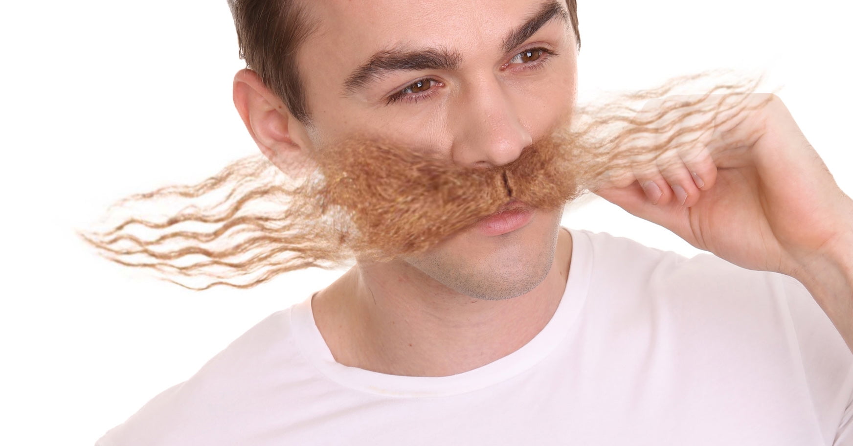 HPO Men's Mechanical Genius Curly Mustache (Large Brown) - Walmart.com
