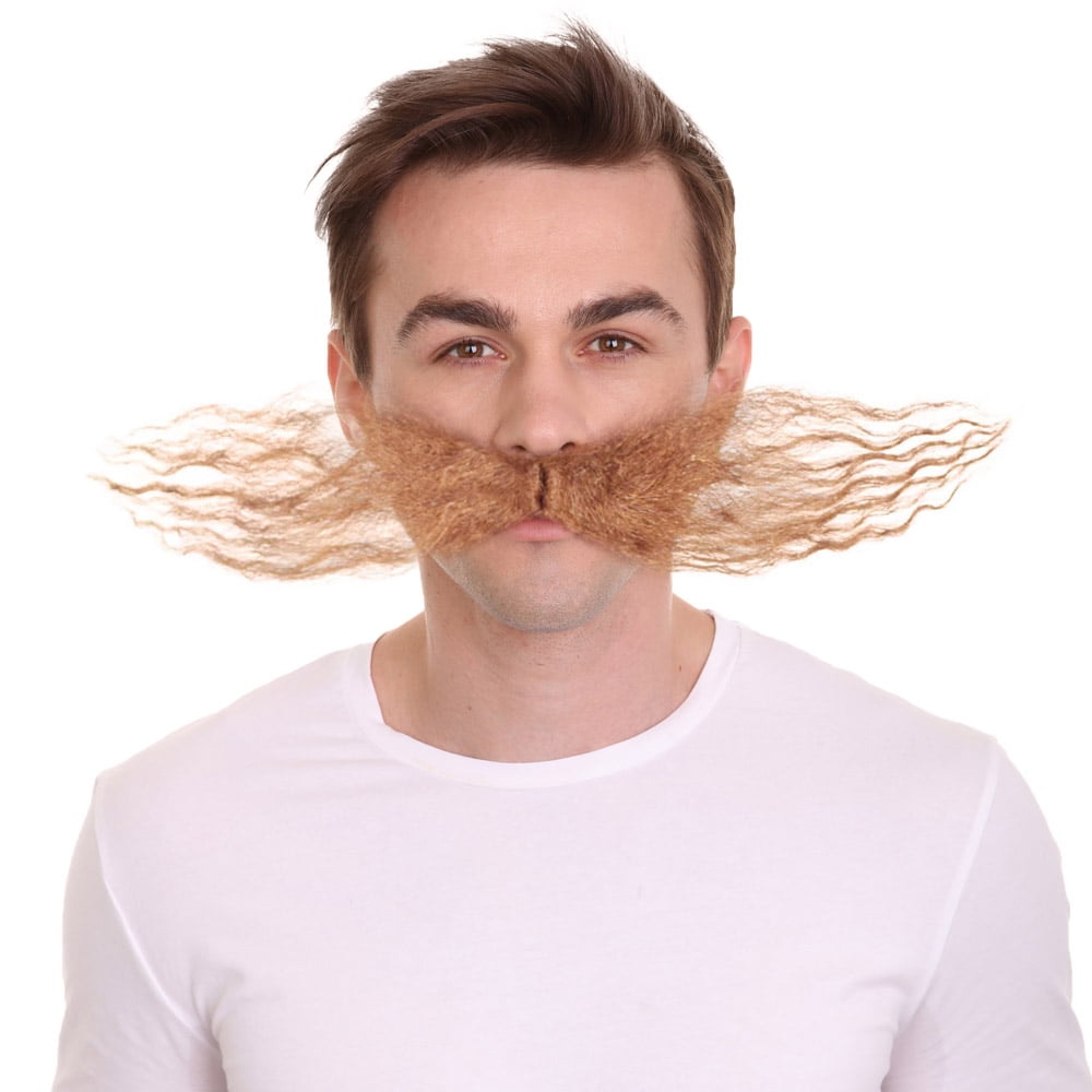 HPO Men Sticky Mustaches for Adults, Doctor Supervillain Long Curly ...