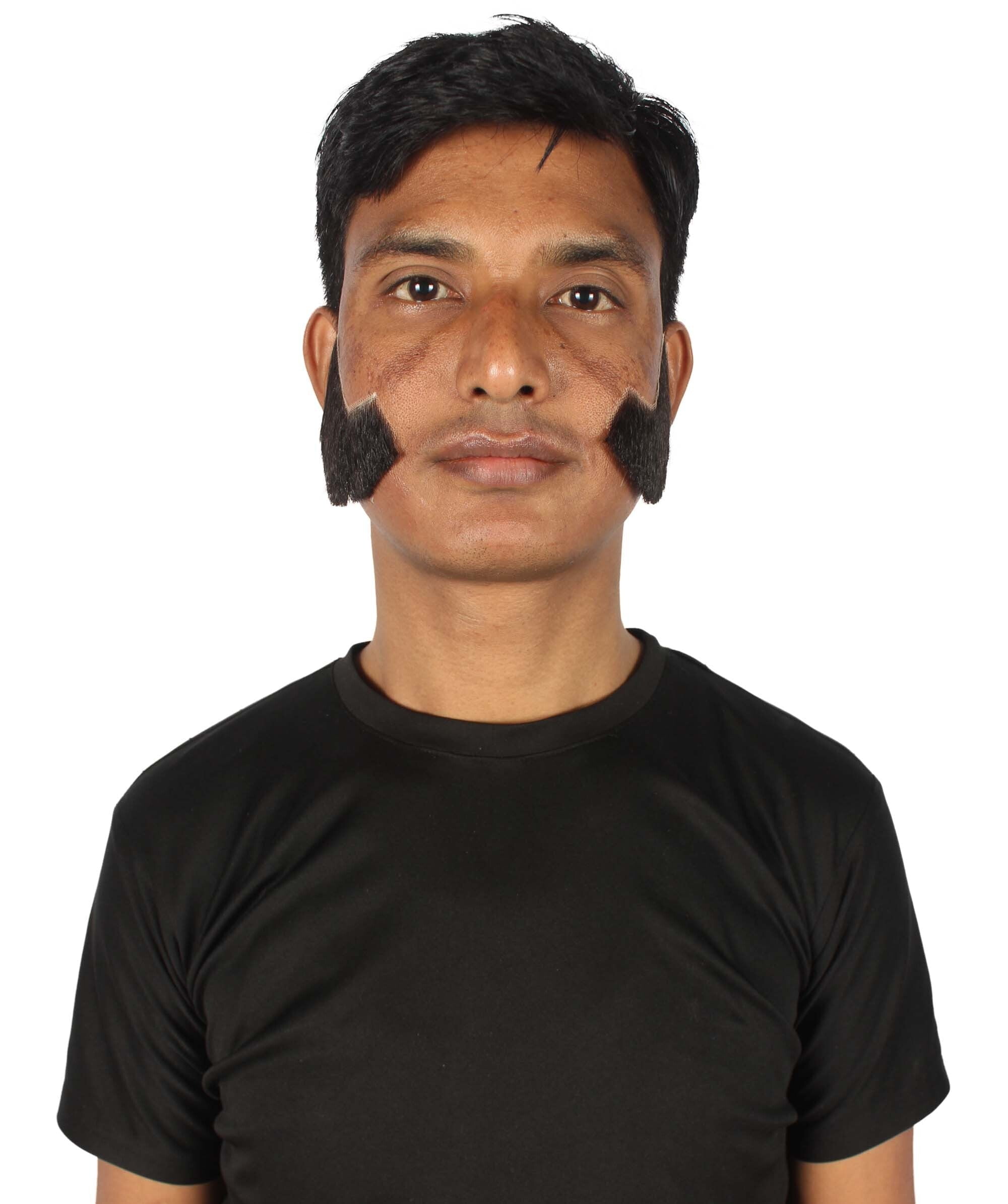 HPO Men’s Mutton Chops Fake Sideburns Set – Black Synthetic Fiber ...