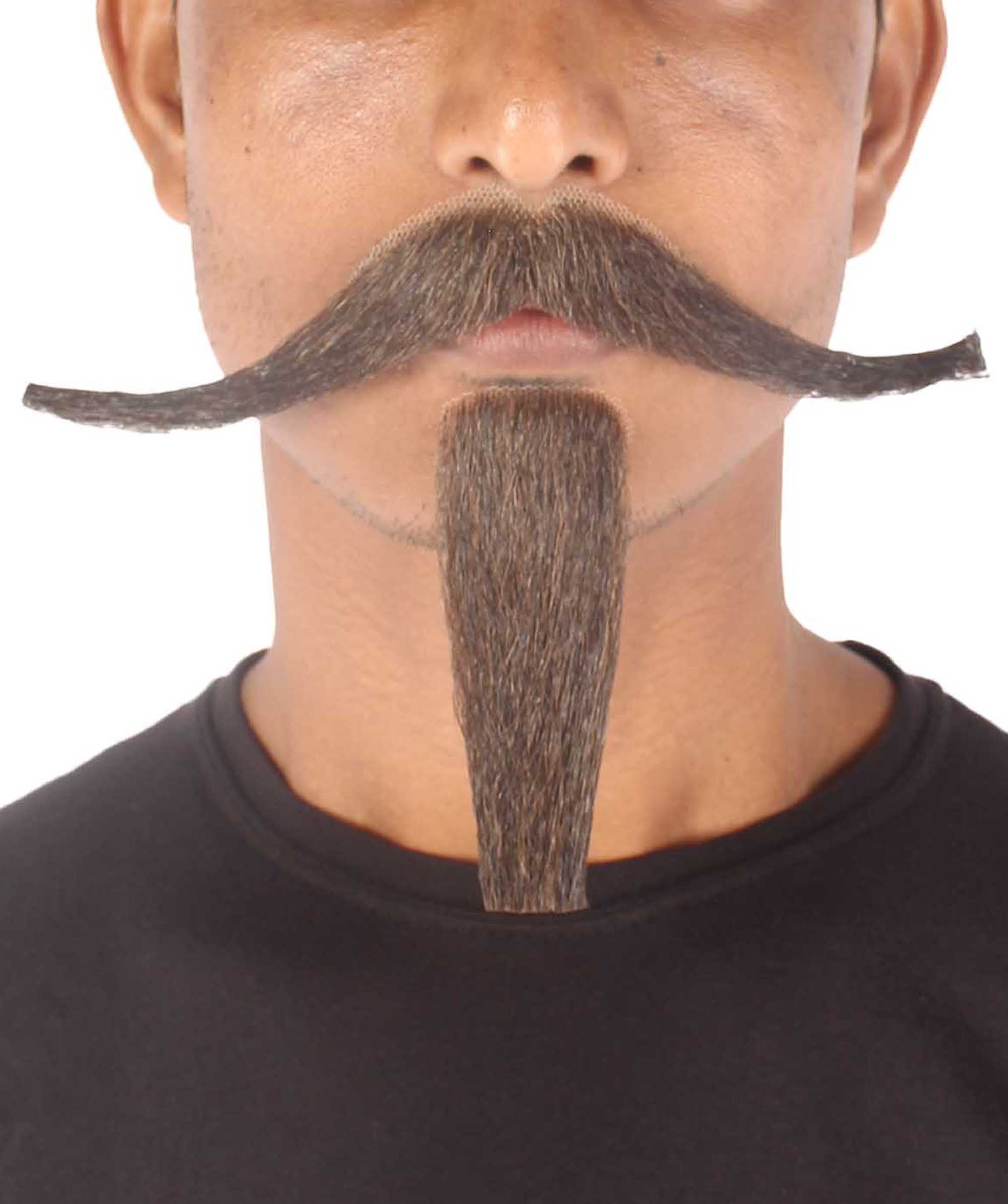 HPO Men's Synthetic Hair Long Black Mustache and Goatee Set Cosplay ...