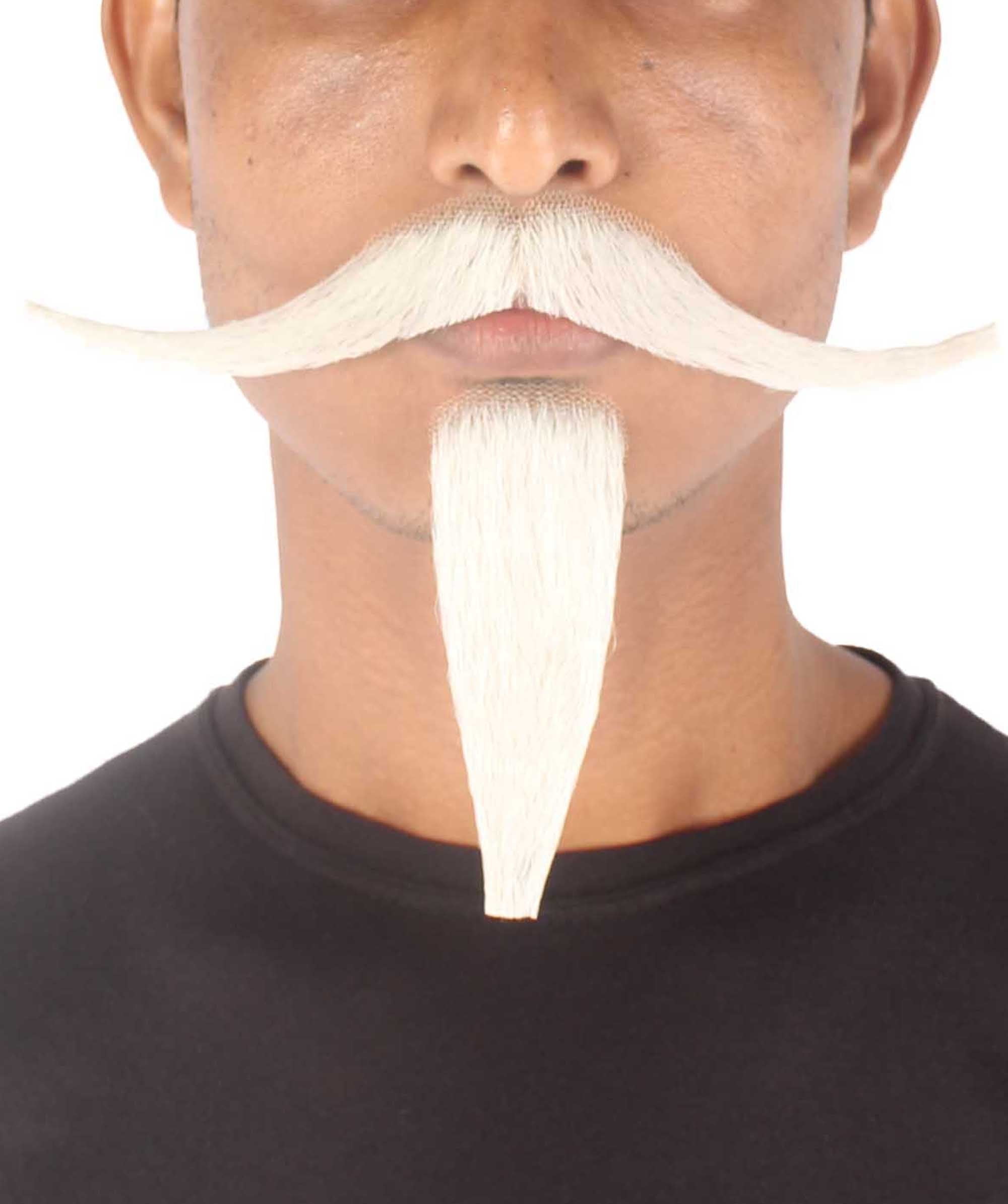 HPO Men's Fake Mustache & Goatee Set – Long Synthetic Facial Hair for ...