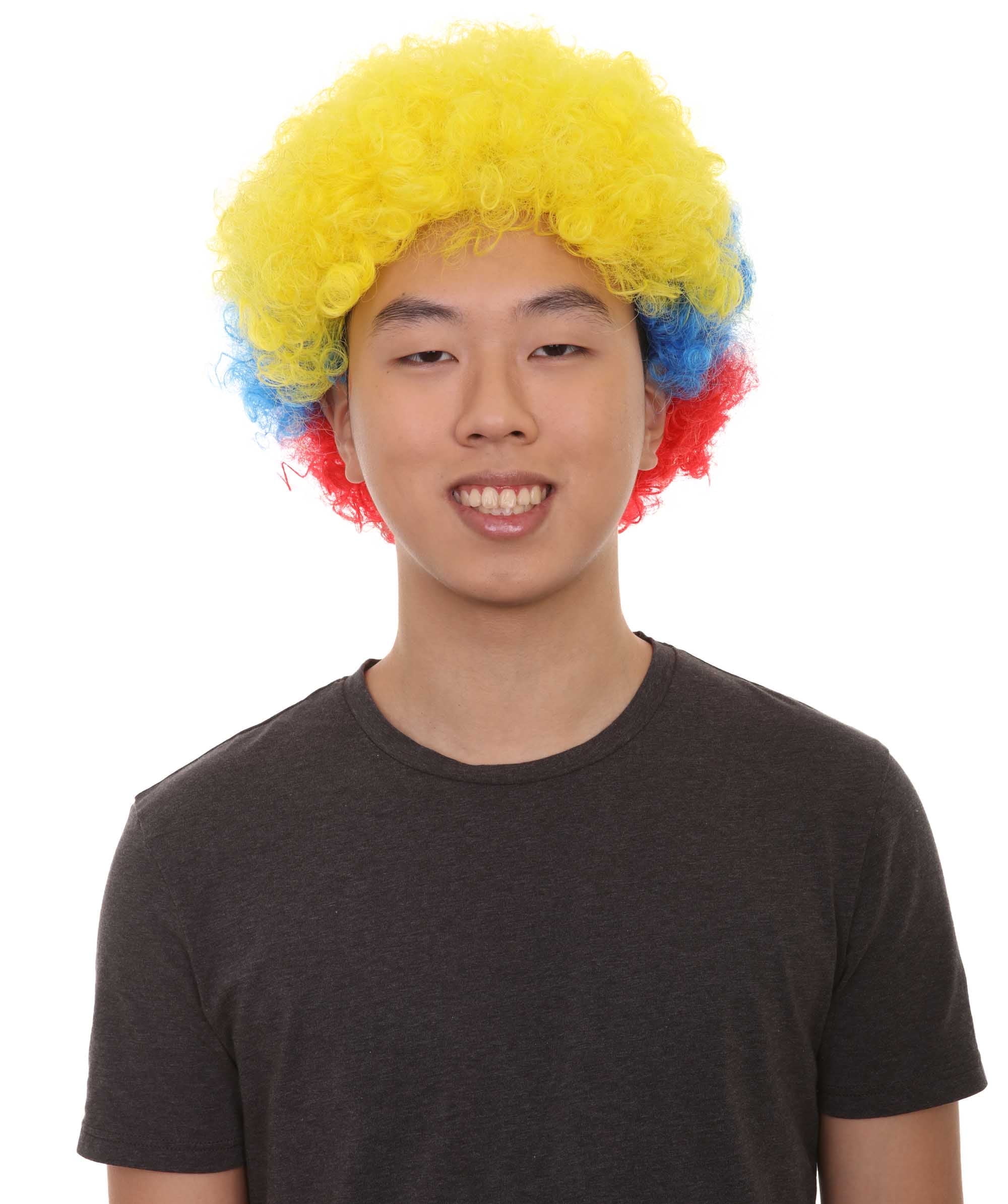 HPO Patriotic Colombia Flag Wig, Red Blue Yellow, Costume with ...