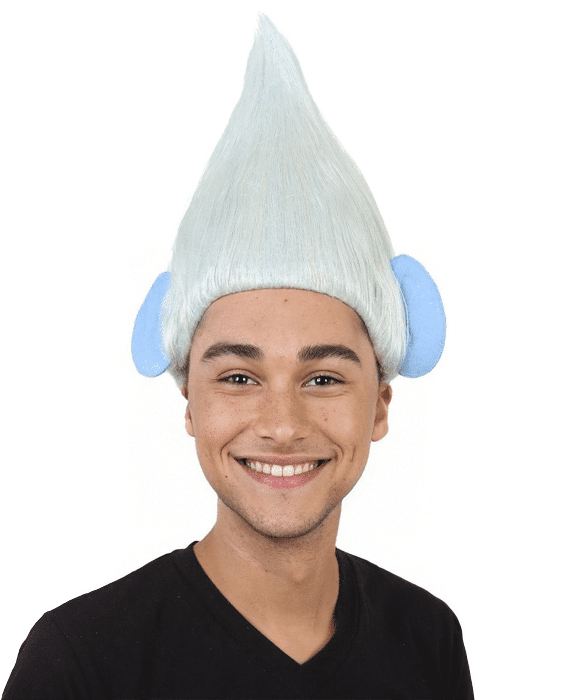 HPO| Teen Unisex Pointy Silver Troll Wig with Ears | Breathable Wefted ...