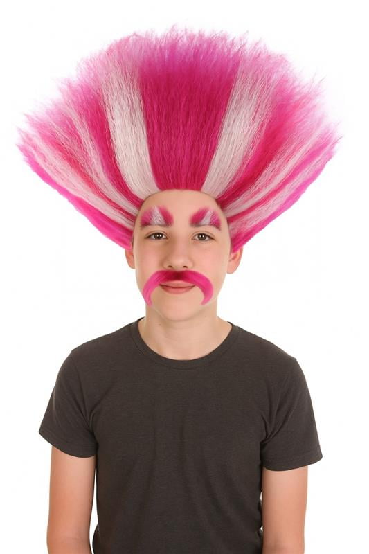 HPO Teen's Pink and White Color Head Wig, Adjustable for Halloween and ...