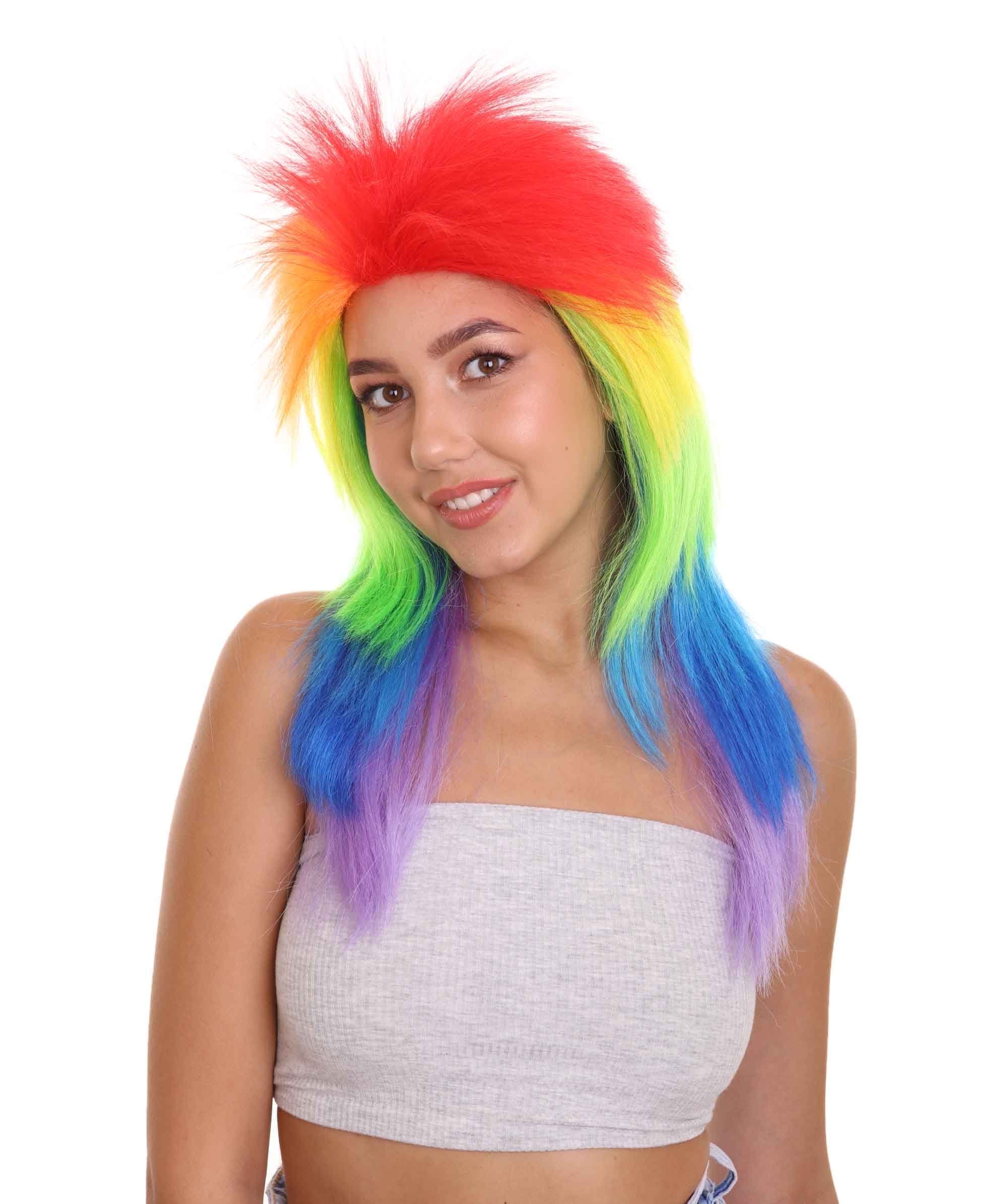 HPO Teen's Rainbow Color Movie Wig Perfect for Cosplay, Synthetic Fiber ...