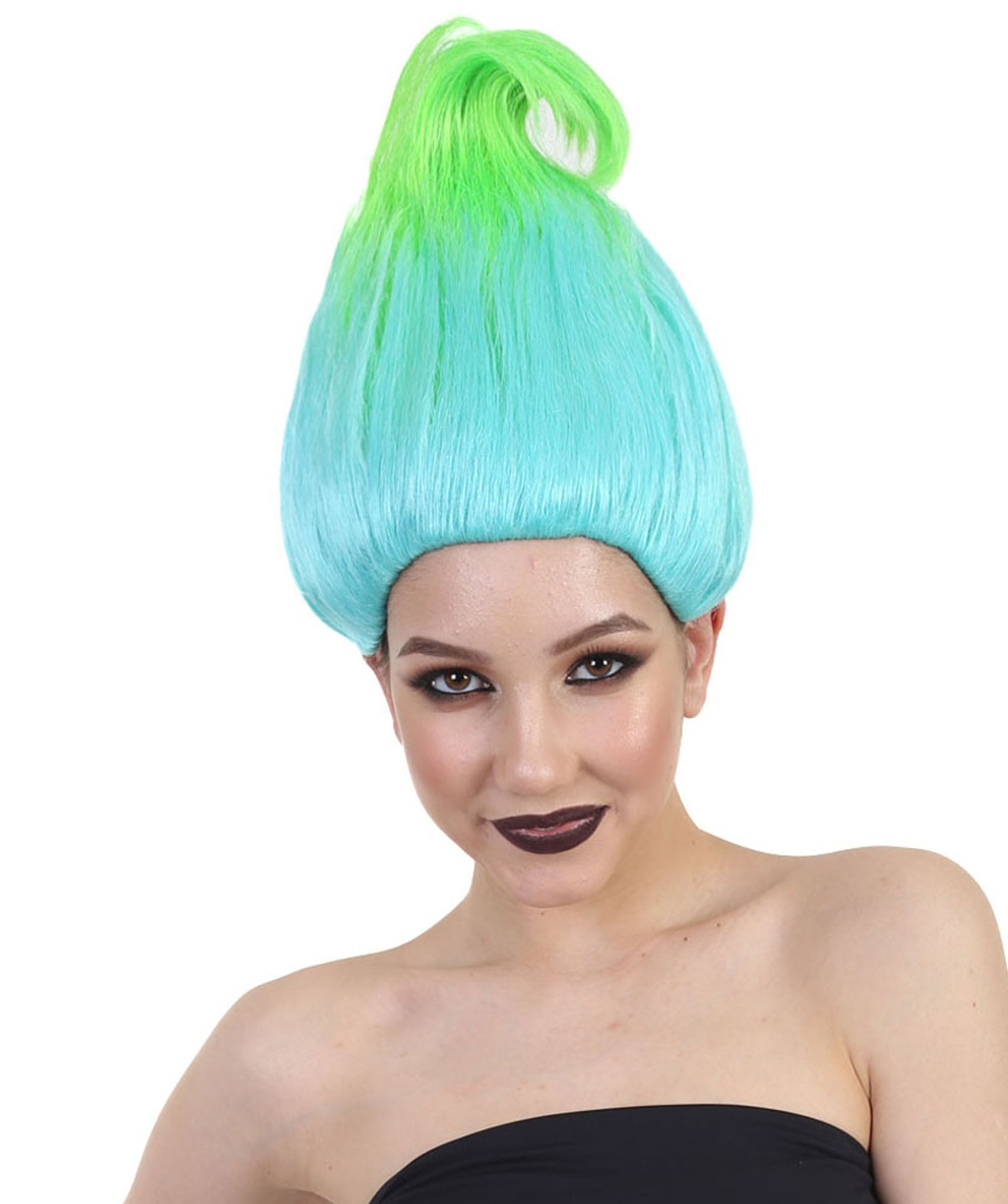 HPO Unisex /Teen's Bluish Green Straight Cosplay Halloween Troll Wig ...