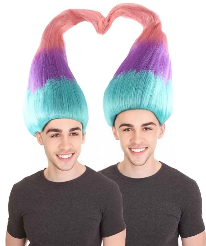 HPO | Twin Troll Wig Set | Detachable Style Rainbow Troll Wigs ...