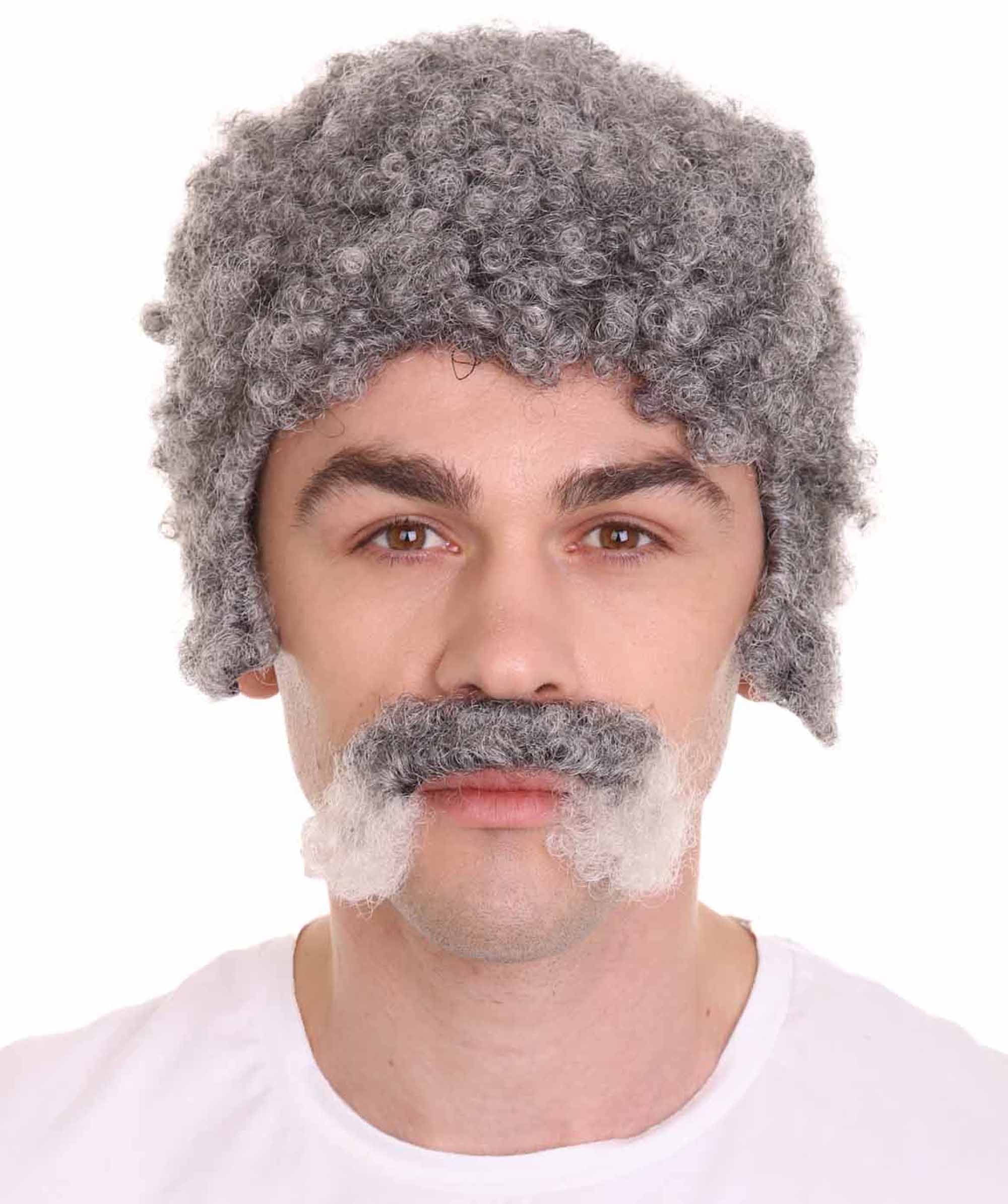 HPO Uncle Wig with Moustache Set | Grey TV/Movie Wigs | Premium ...