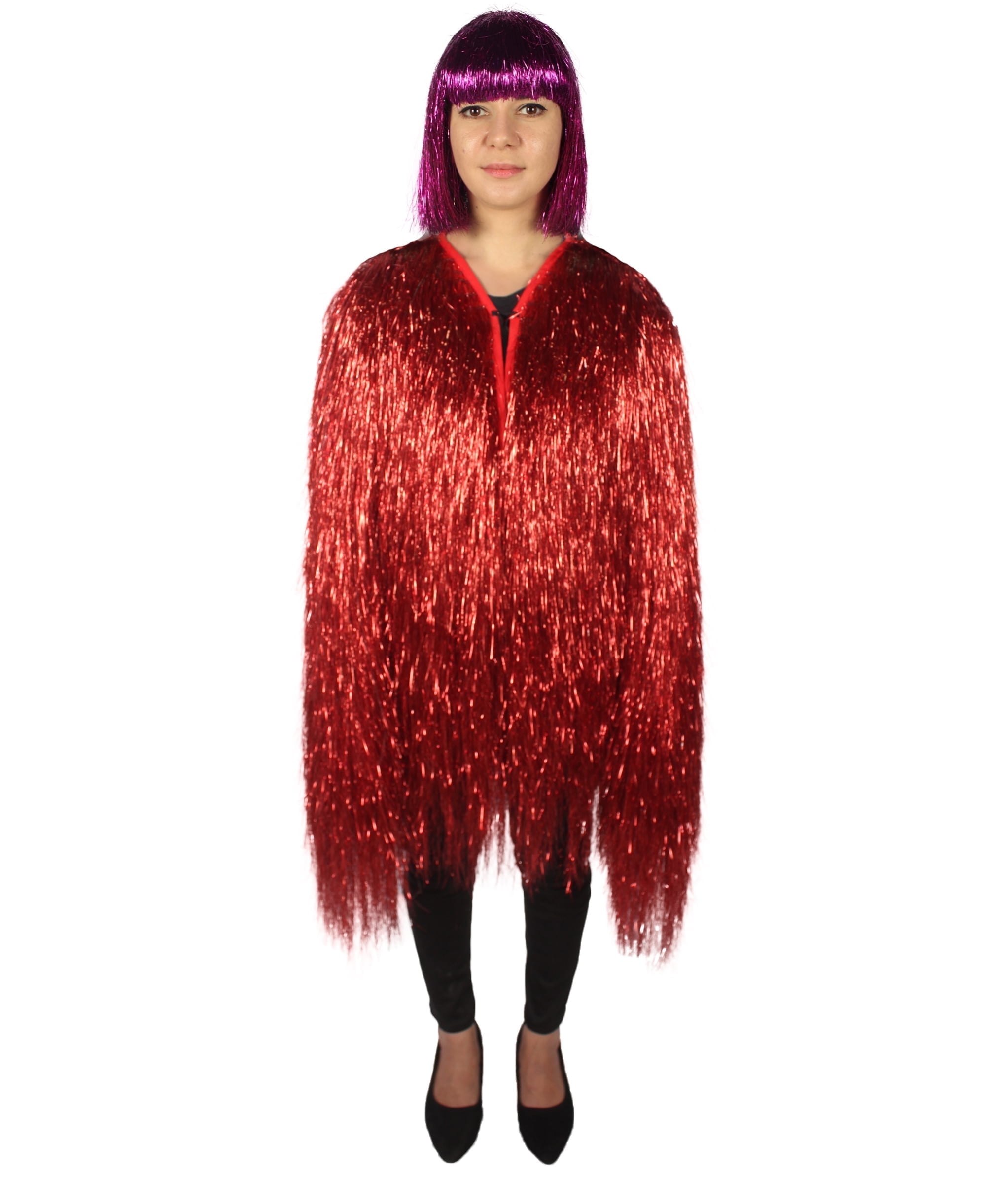 HPO Adult Women’s Red Tinsel Fringe Costume Jacket – Lightweight ...