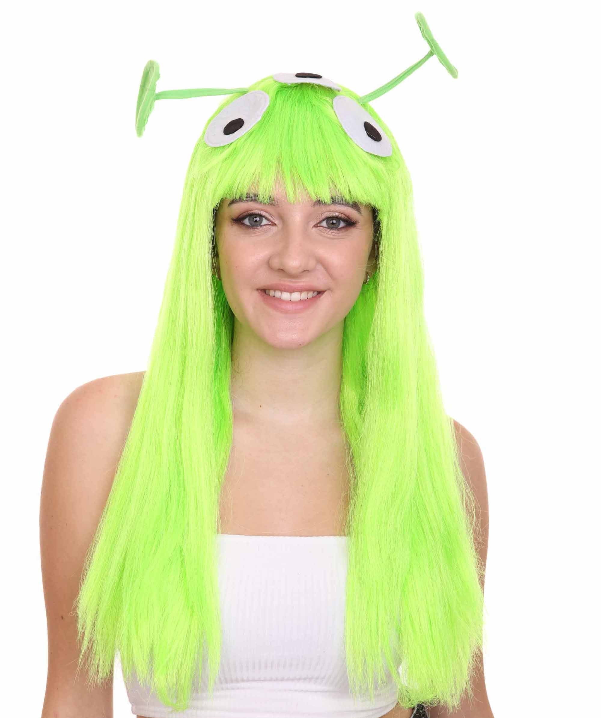 HPO Woman's Aliens Wig with 2 Antennas | Green TV/Movie Wigs ...