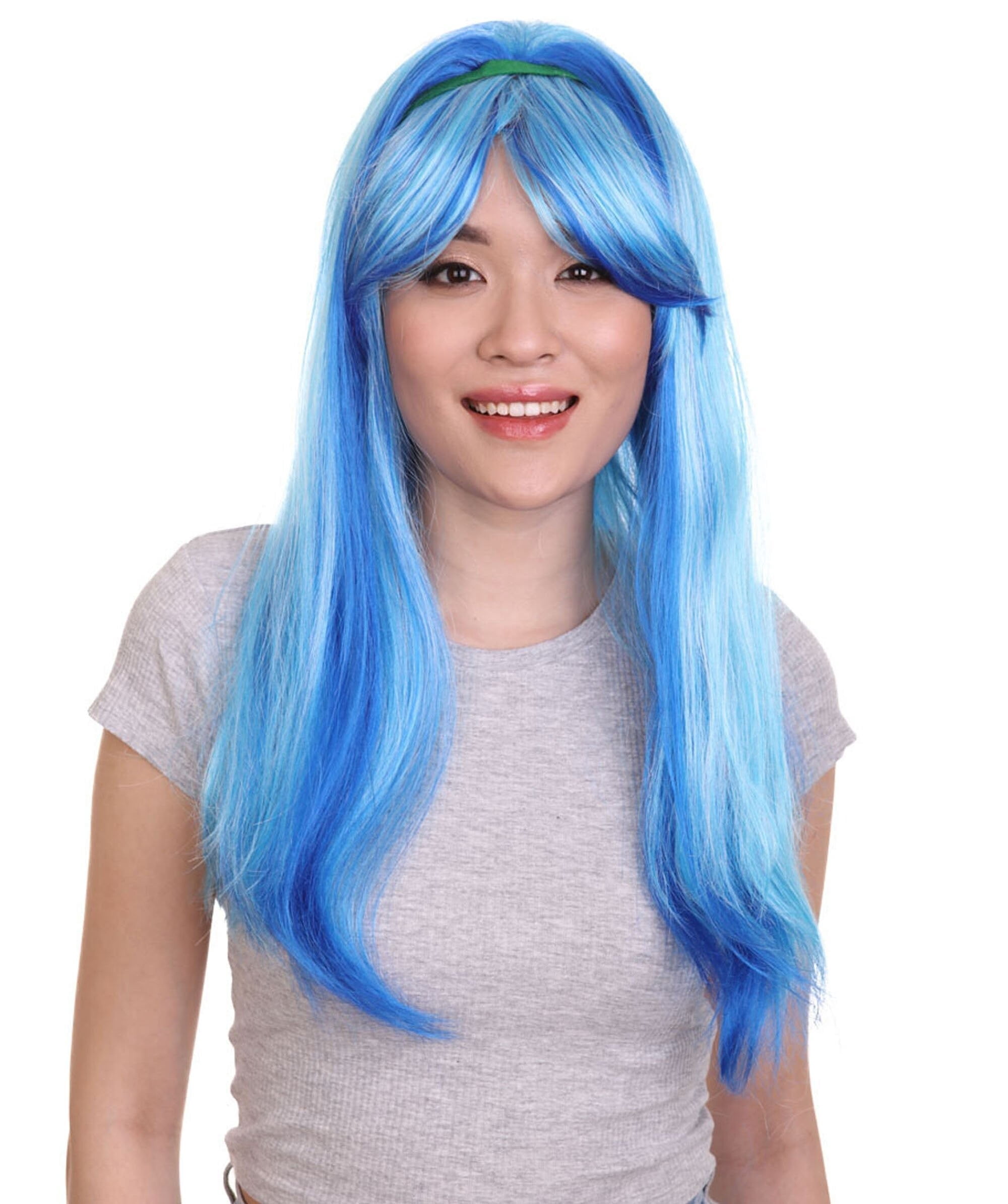 HPO Women's Neon Sky Straight Animated Monsters Highschool Wig Perfect ...