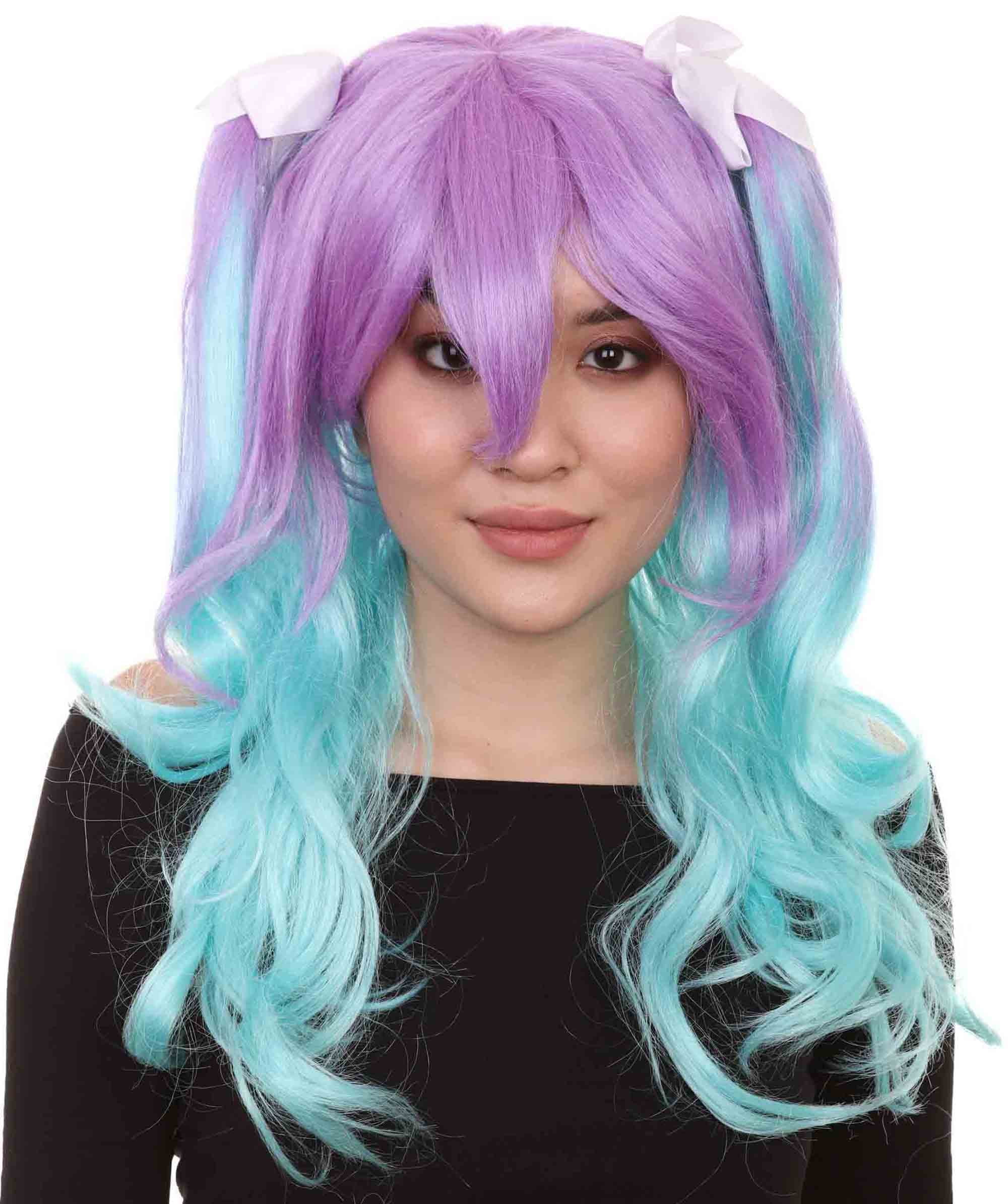 HPO Women's Ponytail Wig | Aqua & Purple | Synthetic Fiber | Halloween ...