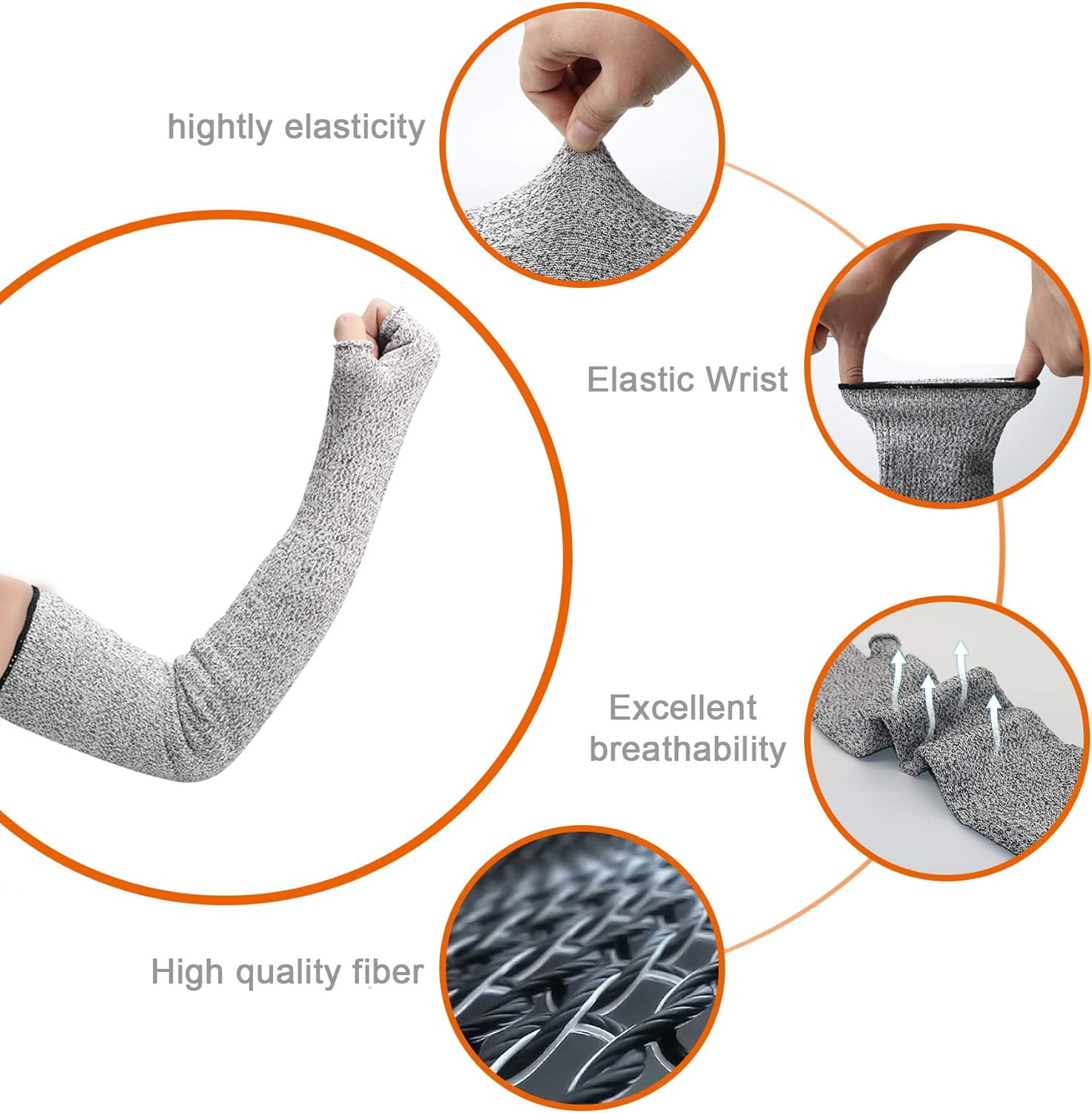 HPPE Grade 5 Cut Resistant Arm Guard with Thumb Hole for Thin Skin and ...