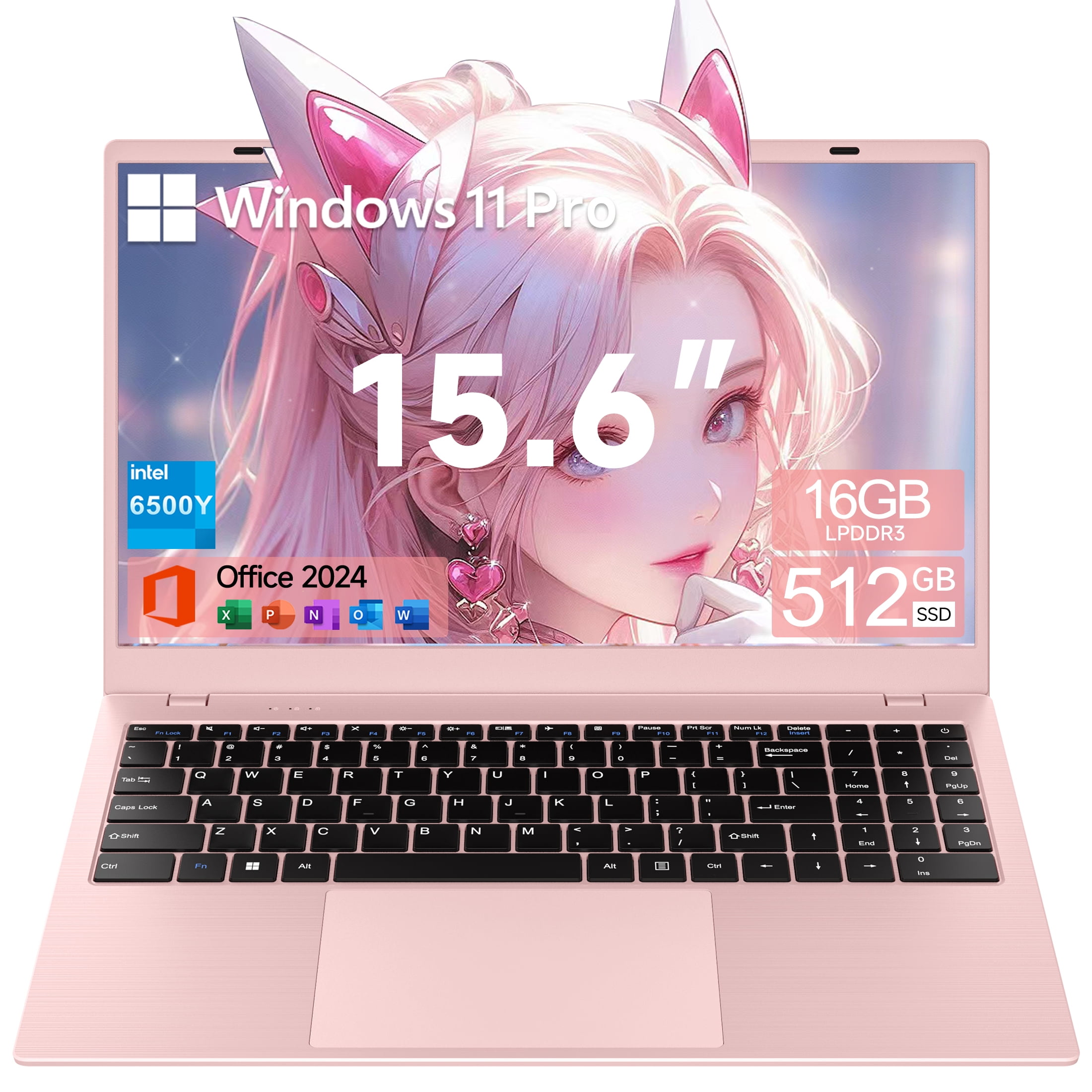 HPUMLSE 15.6" Pink Laptop Computer, 16GB RAM 512GB SSD, Intel Pentium ...
