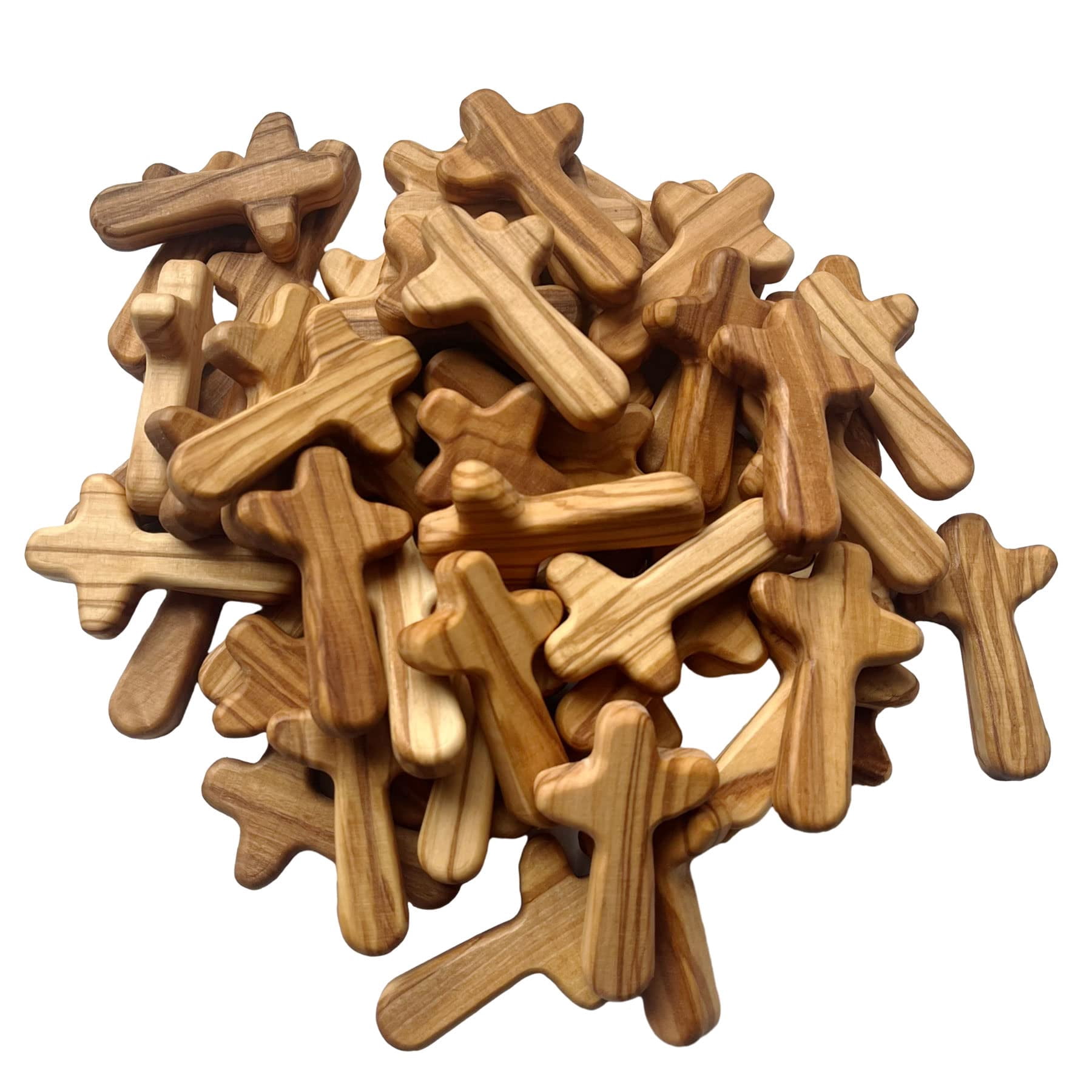 HPZZ 100 Pieces Small Olive Wood Crosses, Holding Crosses, 2.56in ...