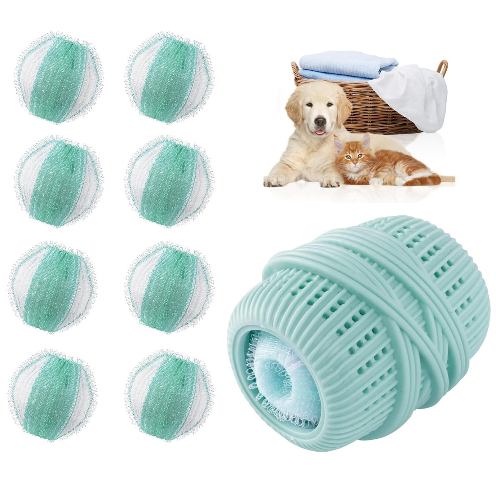 HPZZ 8PCS Pet Hair Remover and Laundry Ball Set, Reusable Dog Hair ...