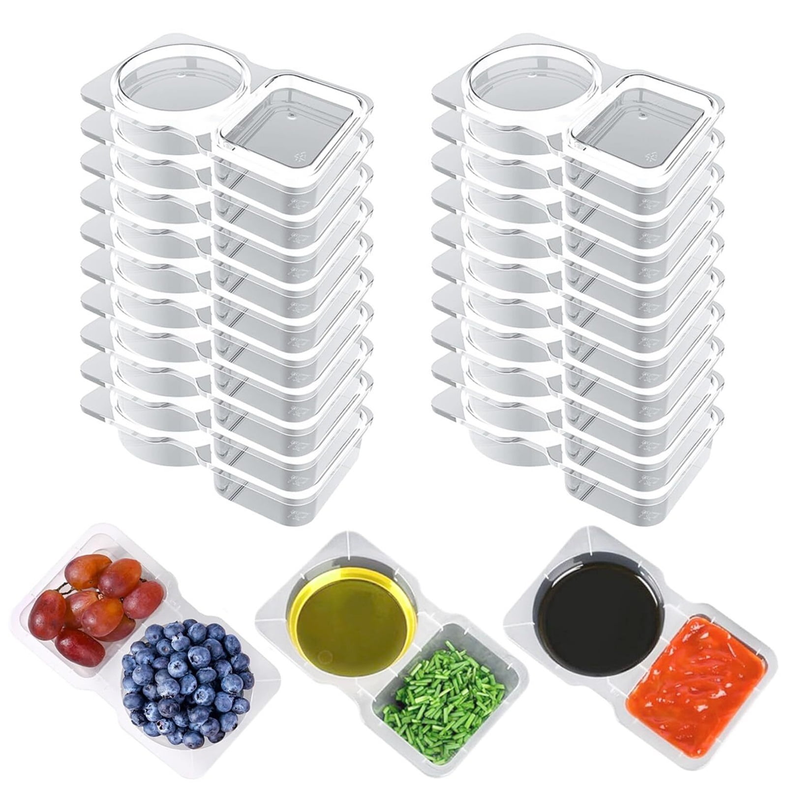 HPZZ Double Compartment Condiment Container, 2025 Upgarde Reusable Grab ...