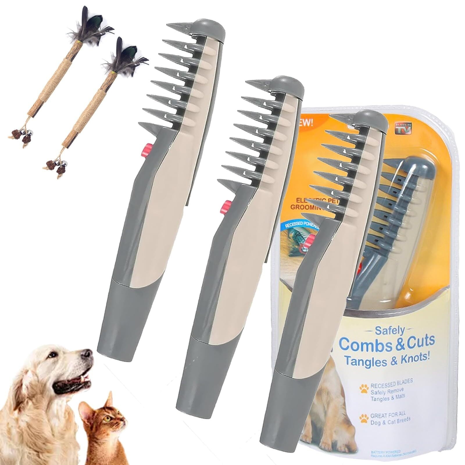 HPZZ E-Comb, 2025 New e Comb for Dogs Cats, 2 In 1 Electric Pet ...