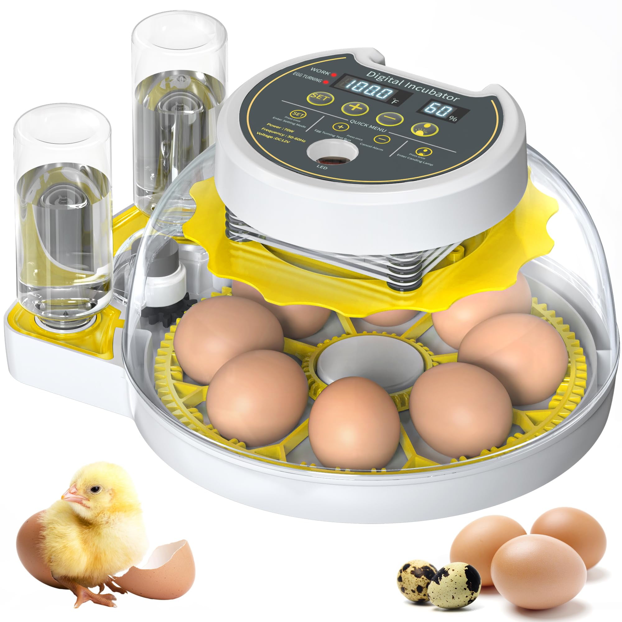 HPZZ Egg Incubator with Automatic Egg Turning and Humidity Control, Incubators for Hatching Eggs ...