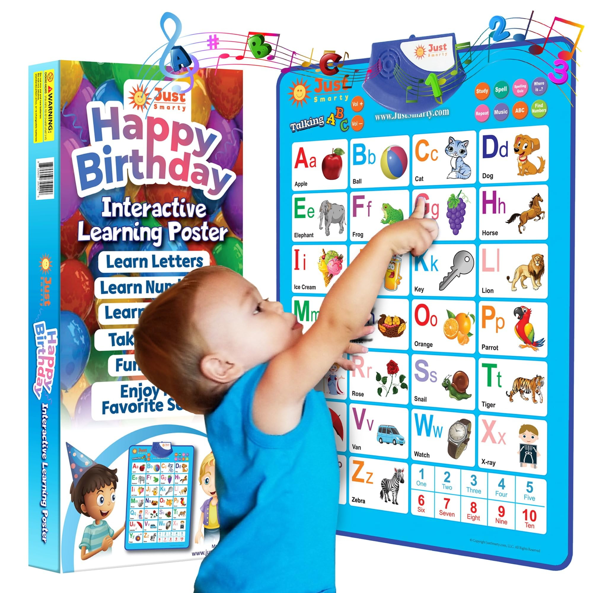 HPZZ Interactive Alphabet Wall Chart | Talking ABCs & 123s Music Poster ...
