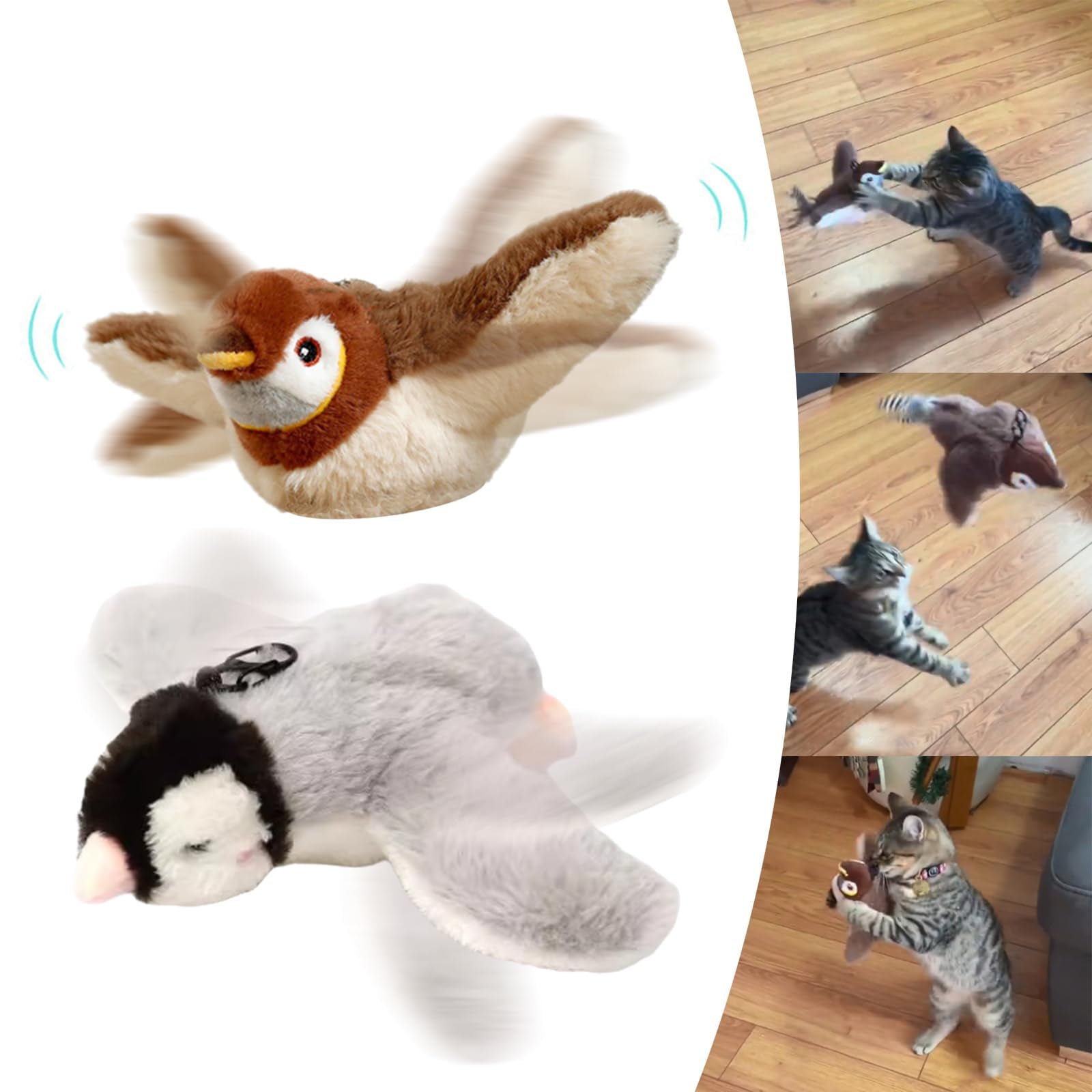 HPZZ Interactive Chirping Bird Cat Toy, Flapping Bird Cat Toy, Flying ...
