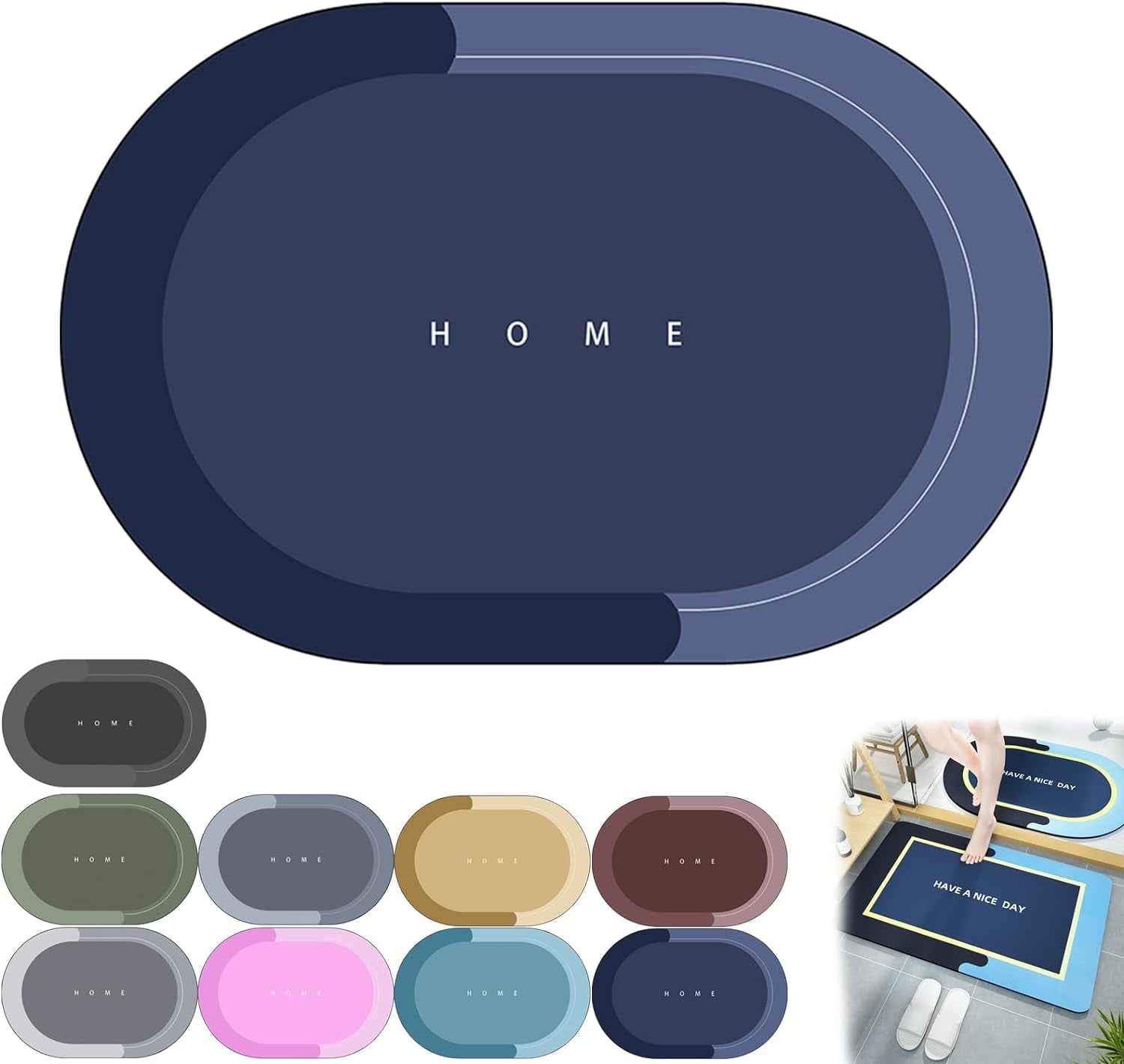 HPZZ - Quick Drying Non-Slip Silicone Bath Mat for Modern Bathrooms ...