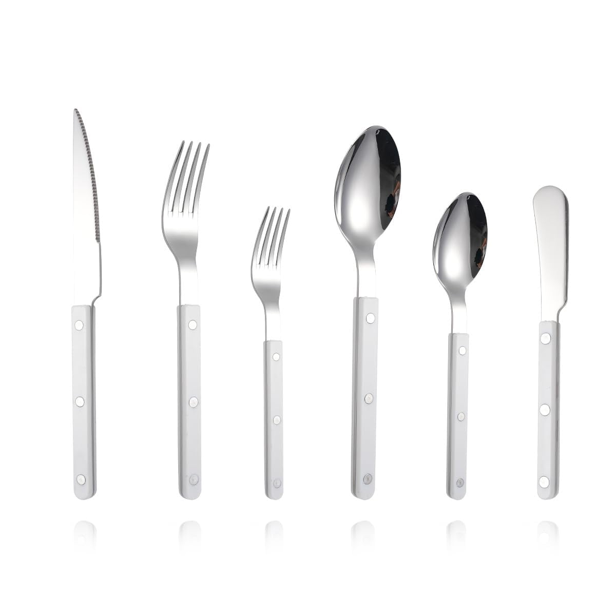 HPZZ Rivet ABS Clamp Handle Silverware Set - 6-Piece Stainless Steel ...