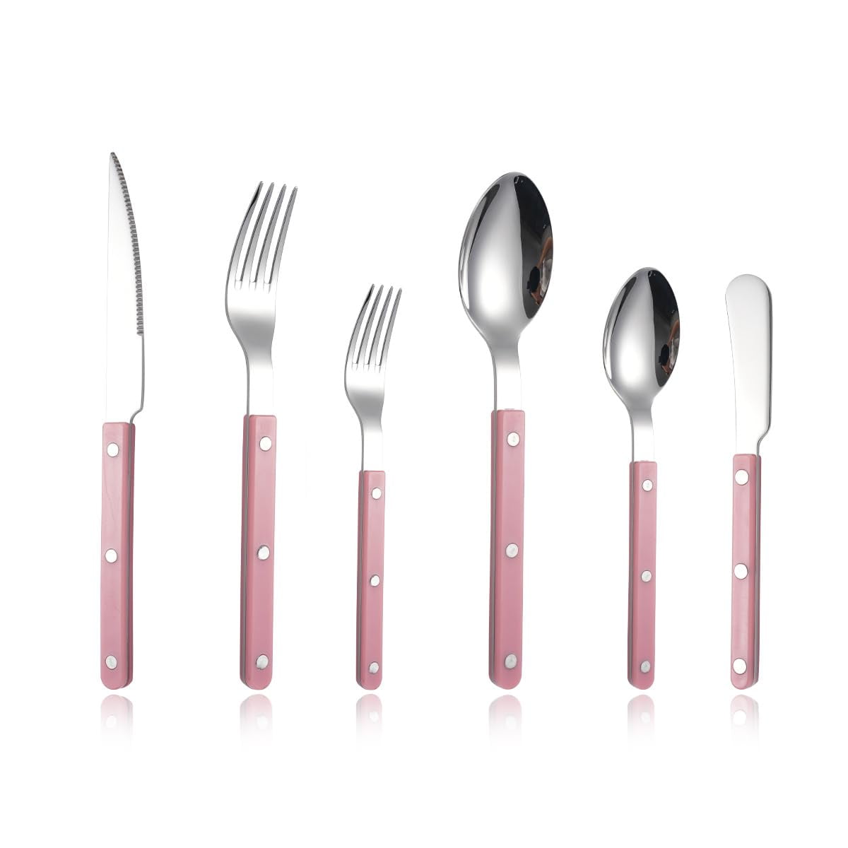 HPZZ Rivet ABS Clamp Handle Silverware Set - 6-Piece Stainless Steel ...
